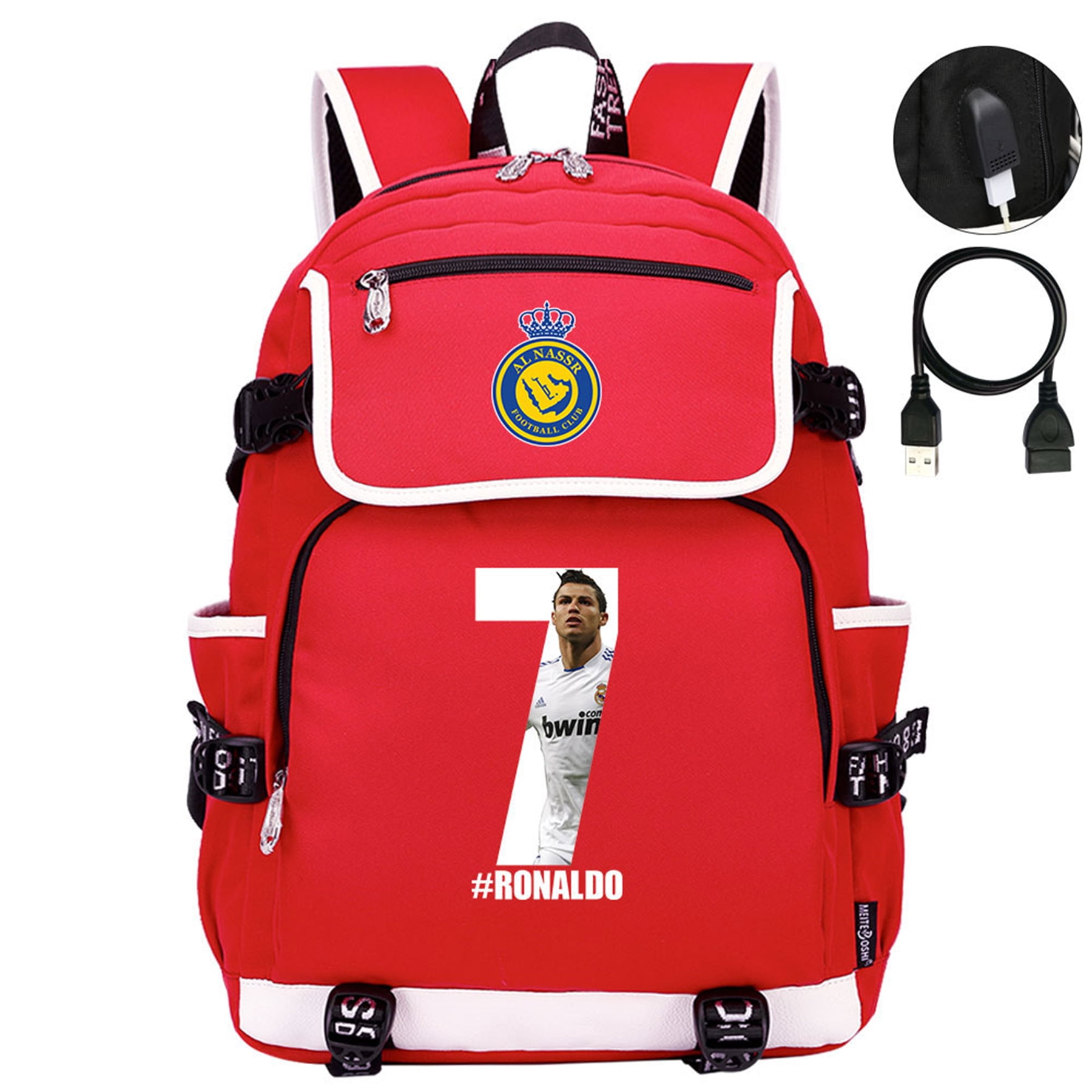 Football Star Cristiano Ronaldo Backpack CR7 Bookbag Water Resistant ...