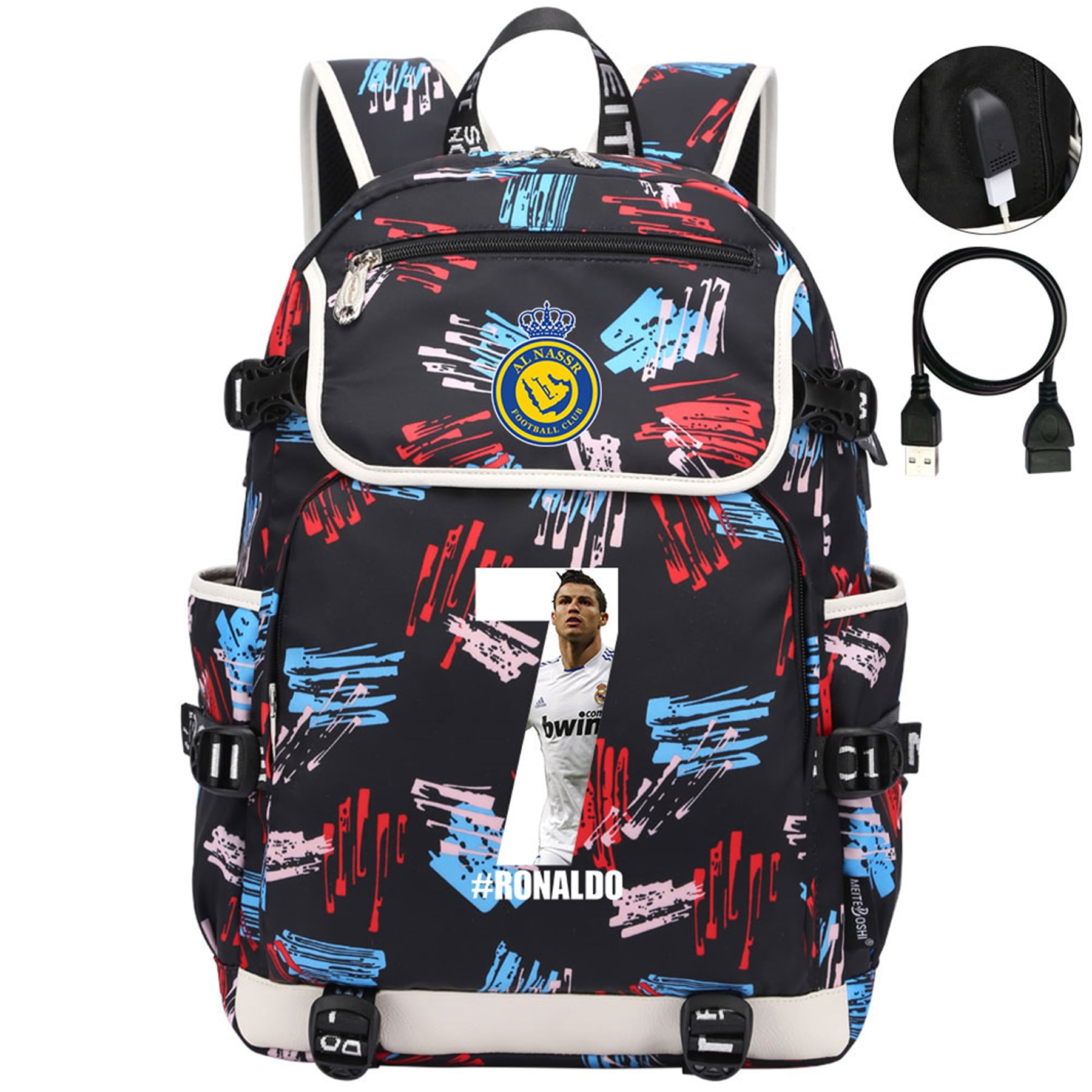 Football Star Cristiano Ronaldo Backpack CR7 Bookbag Water Resistant ...