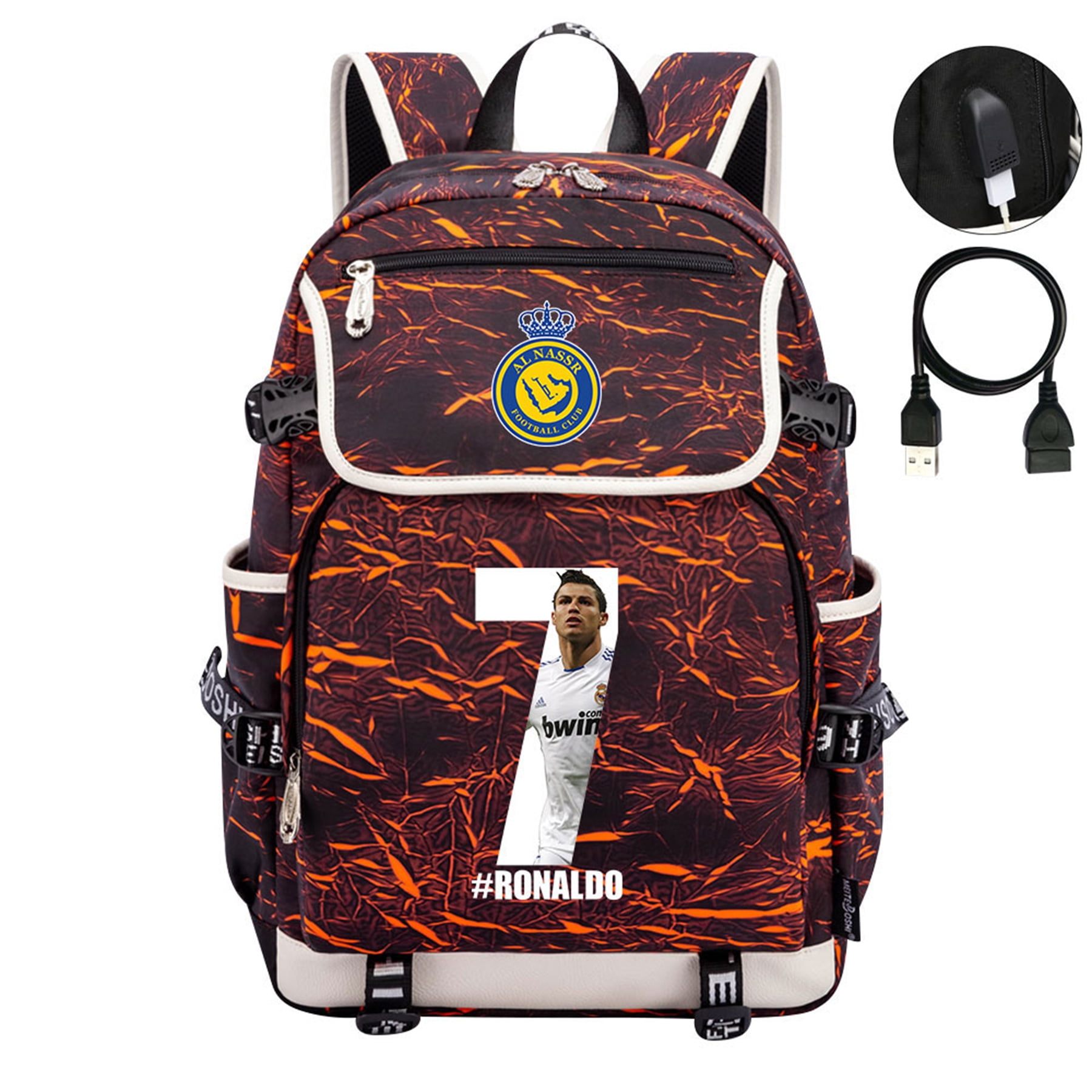 Football Star Cristiano Ronaldo Backpack CR7 Bookbag Water Resistant ...