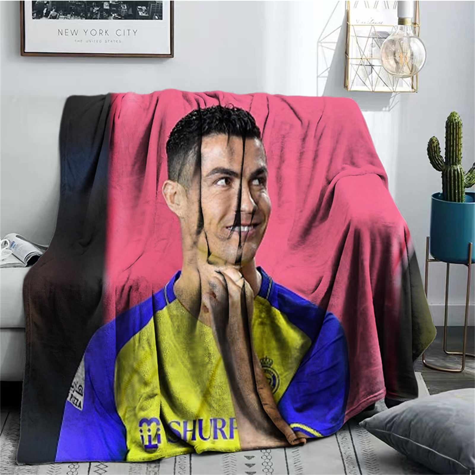 Football Star Cristiano Ronaldo Flannel Fleece Bed Blanket-CR7 Plush Throw Blanket Cozy Couch ...
