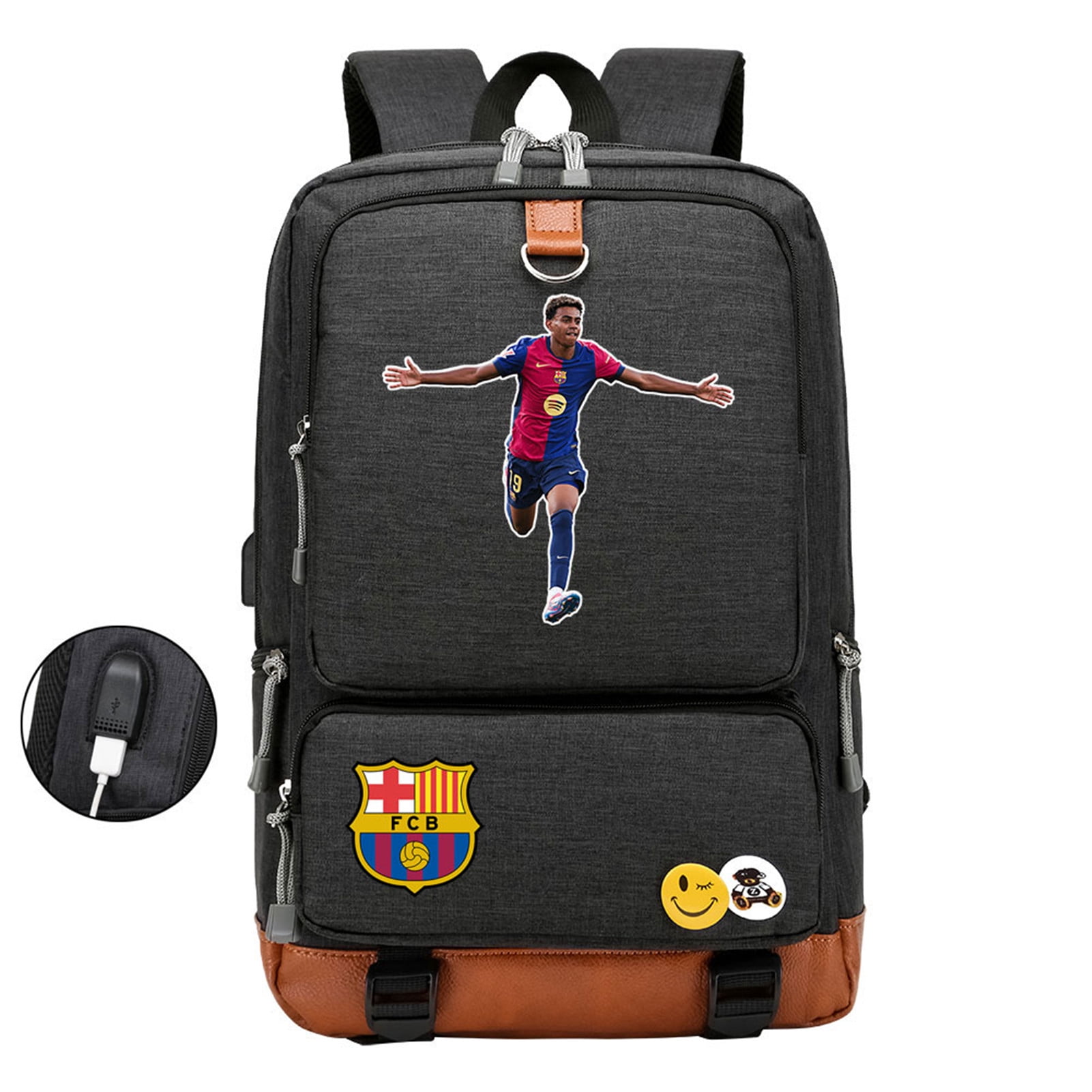 Football Star Graphic School Bag Youth Waterproof Travel Backpack with ...
