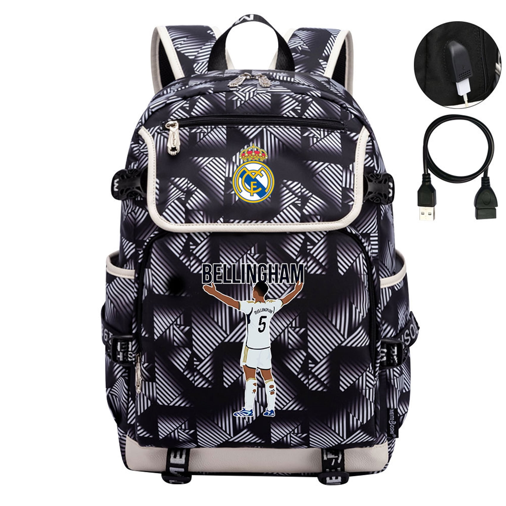 Football Star Jude Bellingham Backpack with USB Charging Port-Student ...