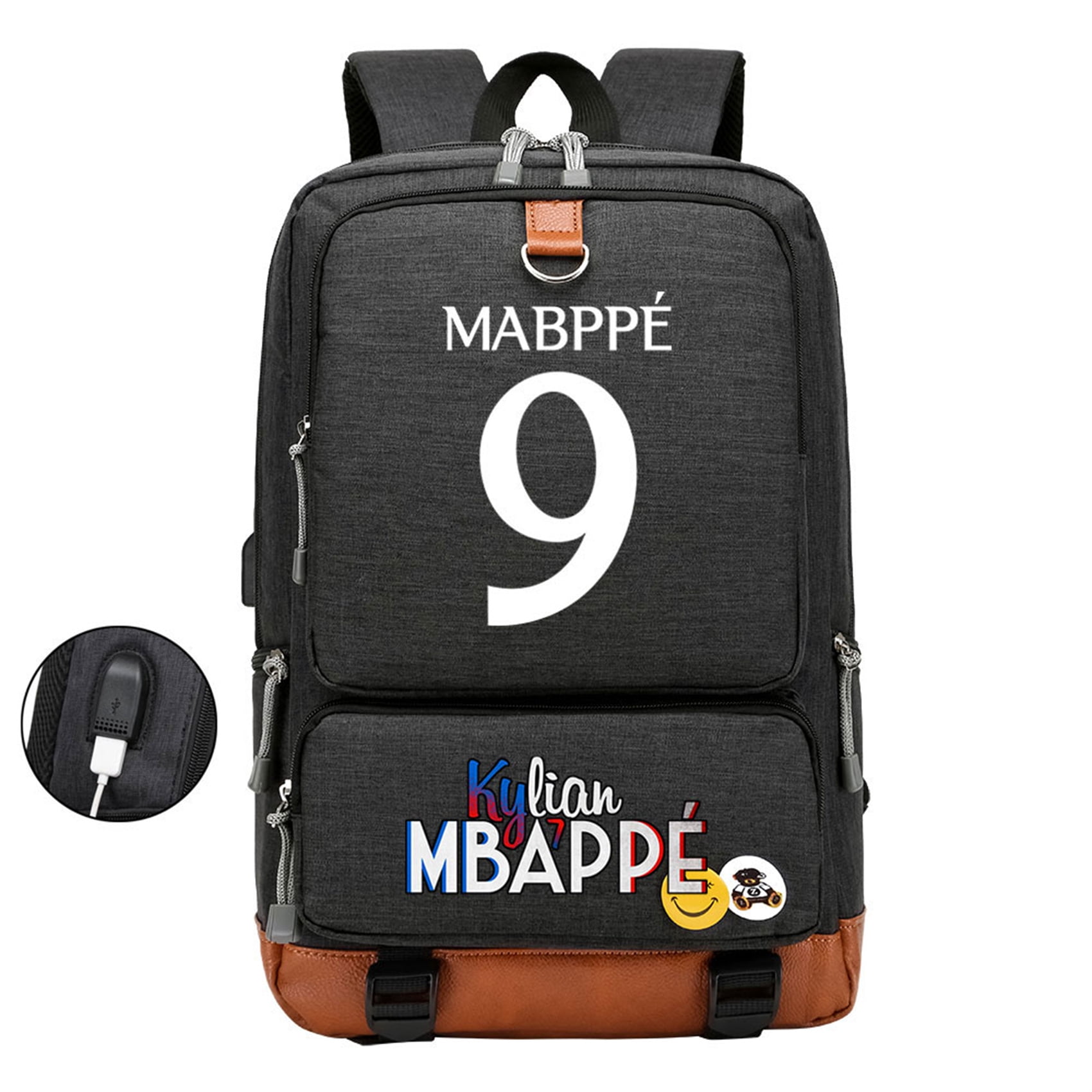 Football Star Kylian Mbappe Backpack with USB Charging Port Casual ...