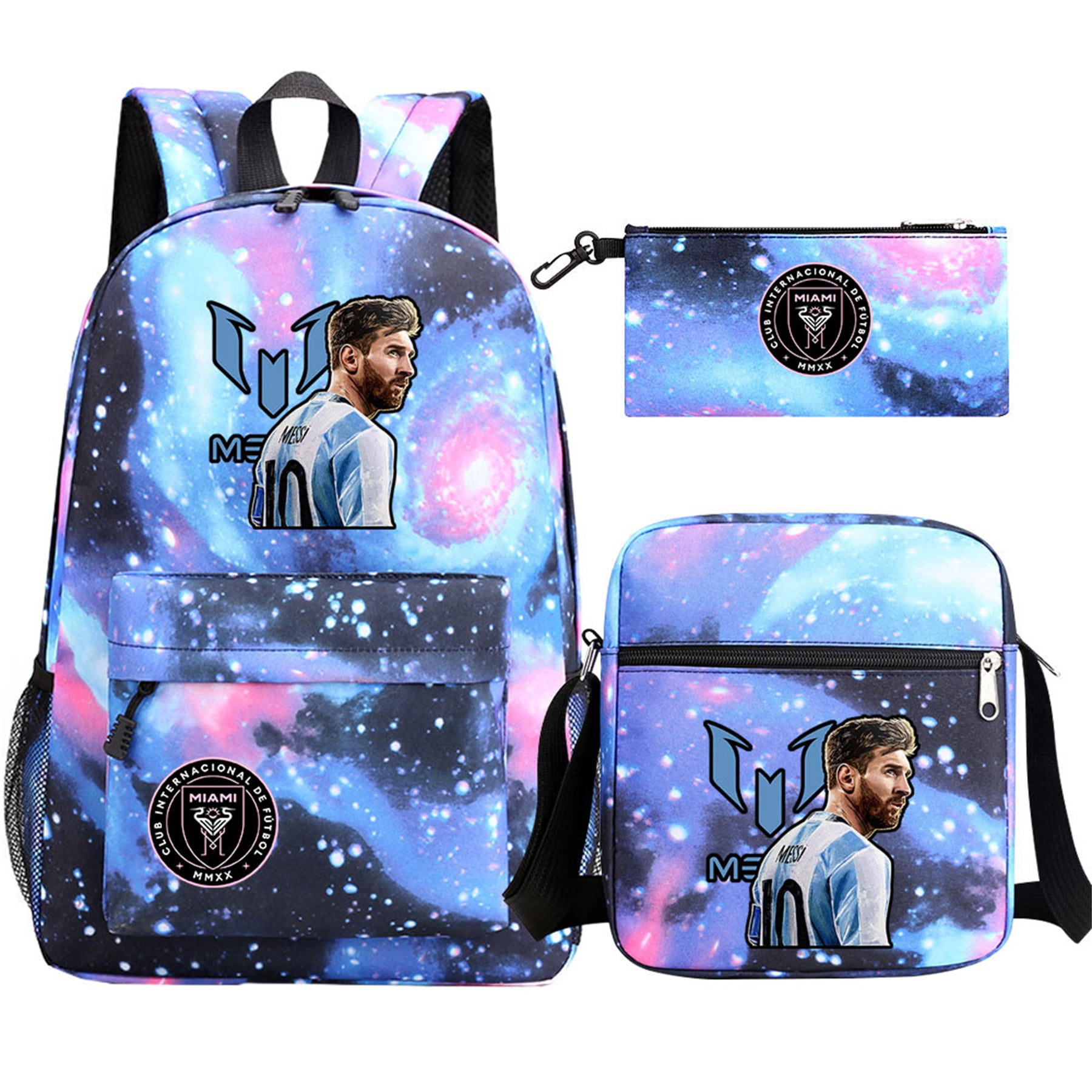 Football Star Messi_10 Backpack+Shoulder Bag+Small Case Student School ...