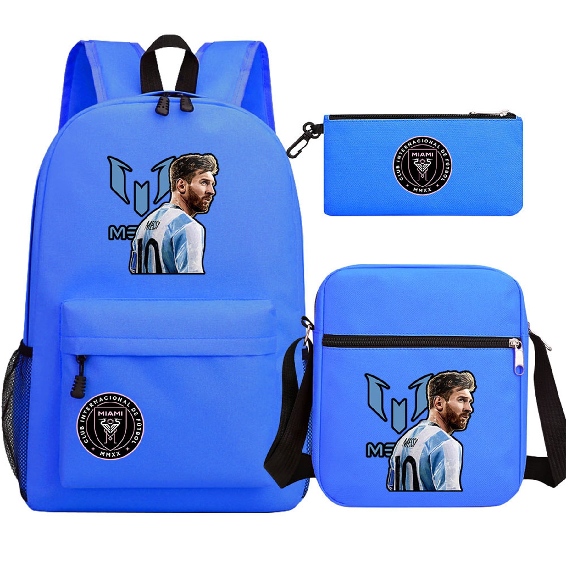 Football Star Messi_10 Backpack+Shoulder Bag+Small Case Student School ...