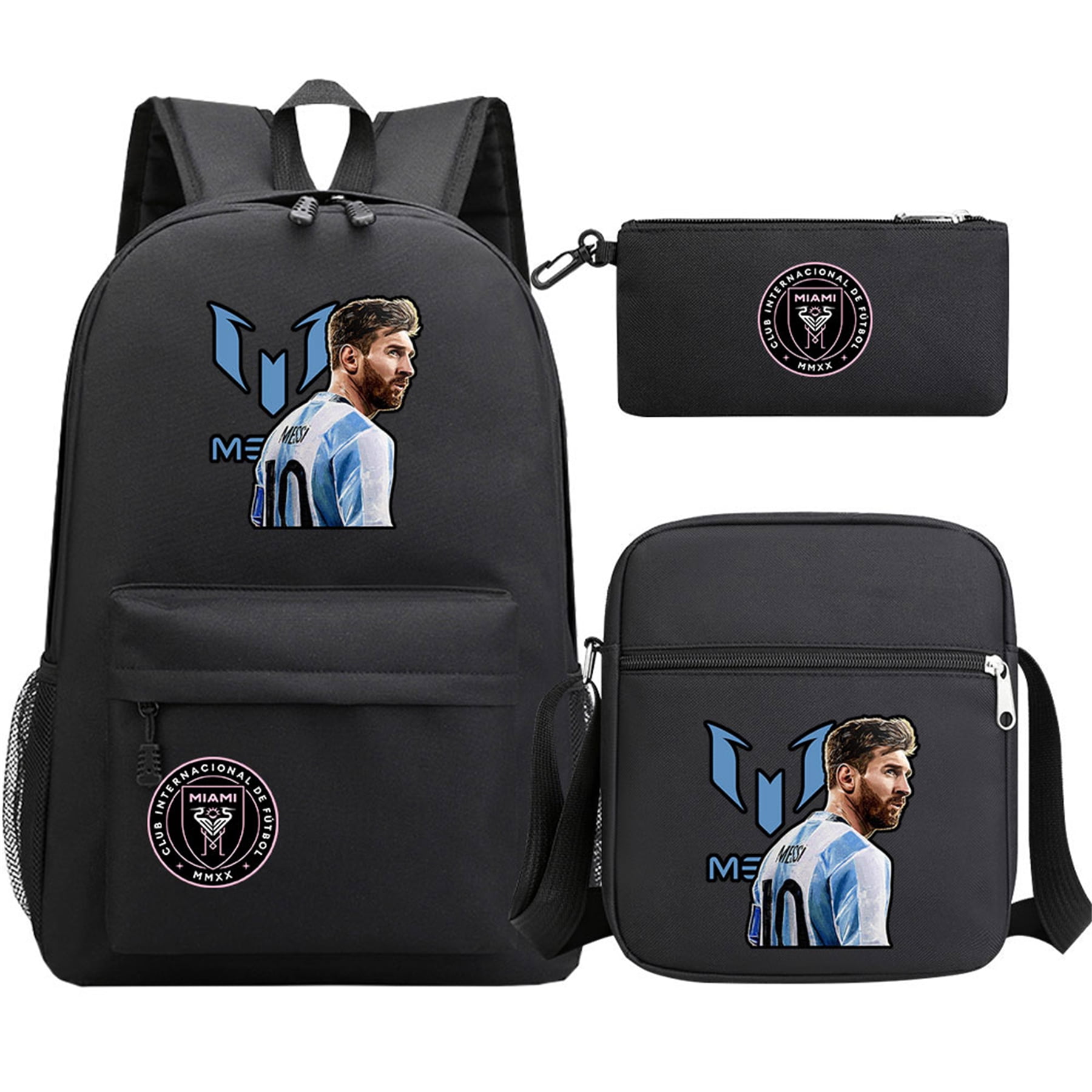 Football Star Messi_10 Backpack+Shoulder Bag+Small Case Student School ...