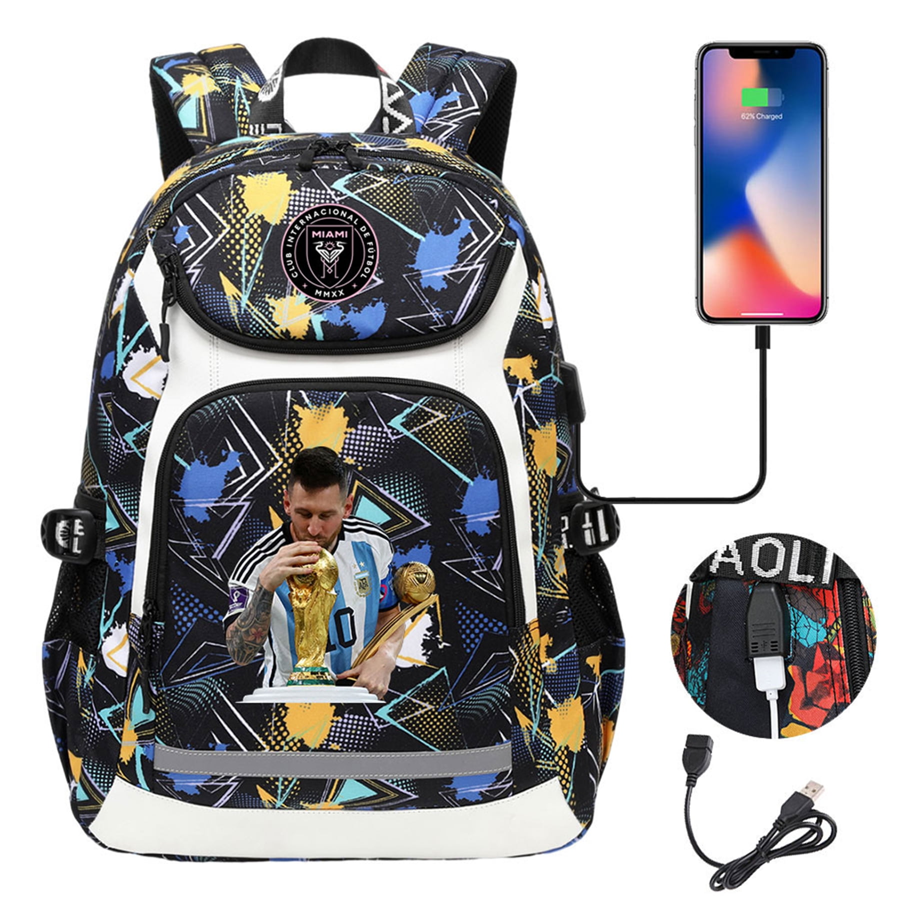 Football Star Messi_10 Backpack Student Back to School Bag Waterproof ...