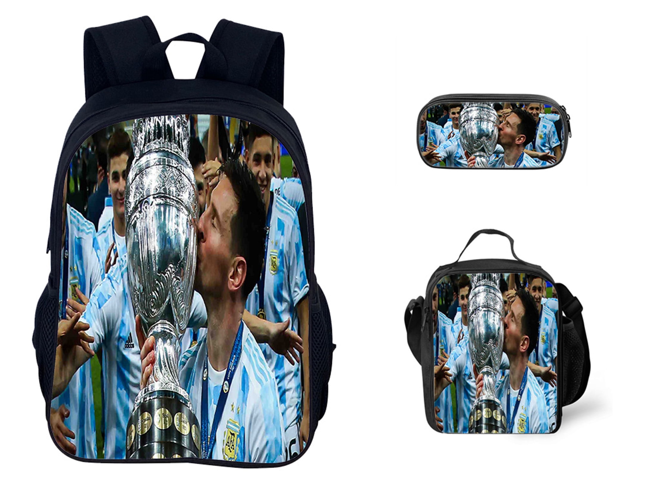 Football Star Messi_10 Canvas Backpack with Lunch Bag Small Case ...