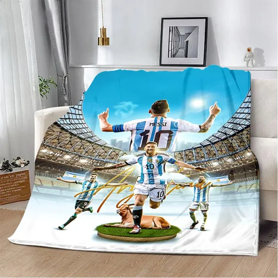 Football Star Printed Blanket Picnic Blankets Warm Blanket Soft and M ...