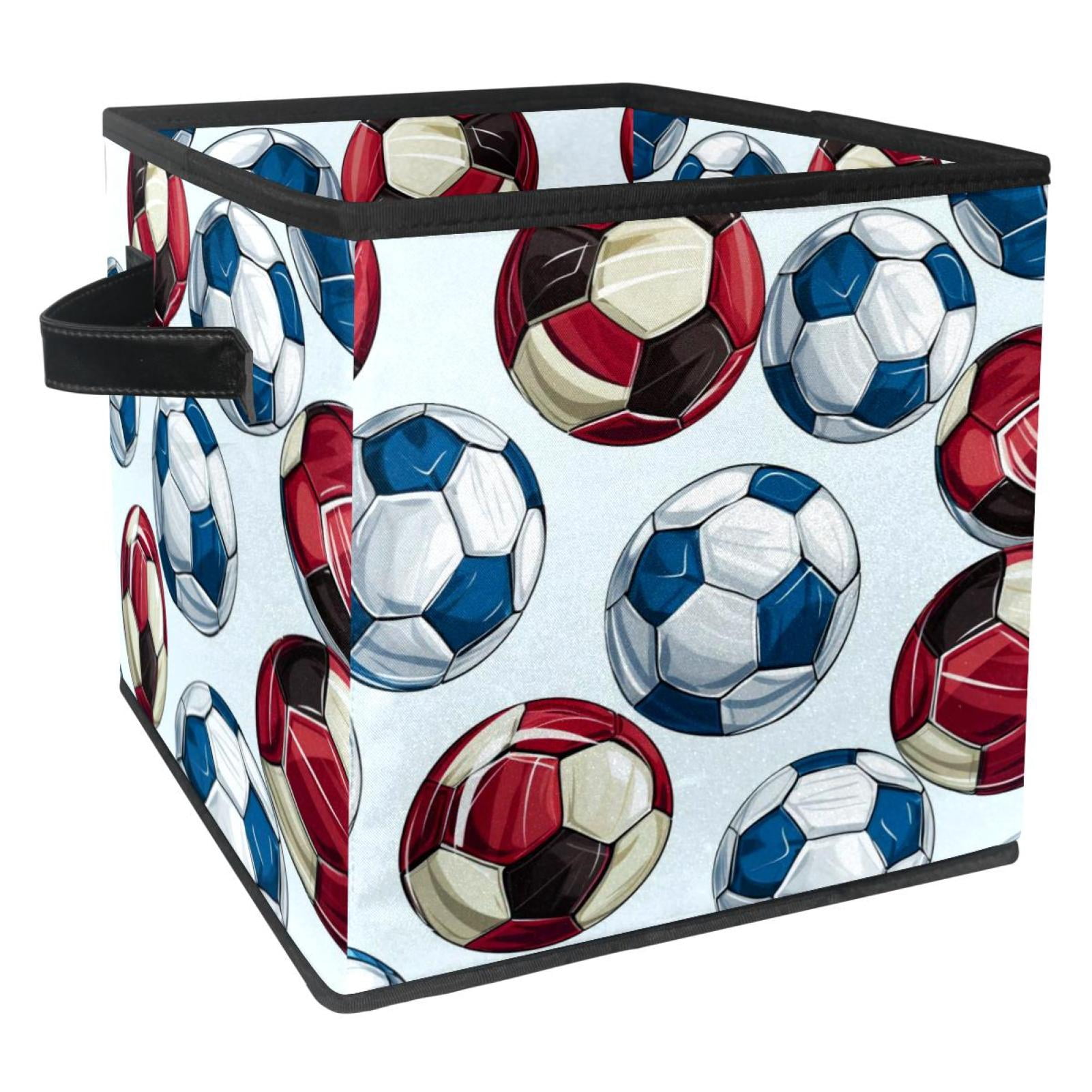 Football Storage Containers Foldable Basket with Handle, 10.8"x10.5"x10 ...