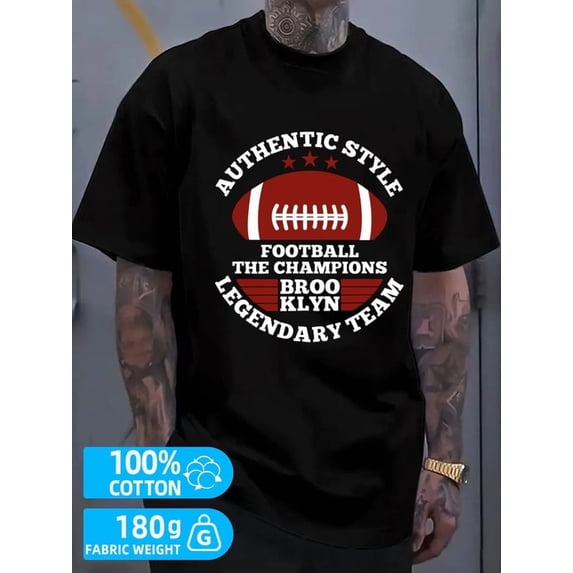 Football Style Tee men's black 180G 100% Cotton fun and playful,cool T ...