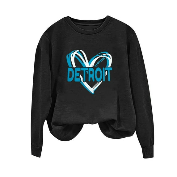 Football Sweatshirt Women Heart Graphic Letter Print Pullover Shirt ...