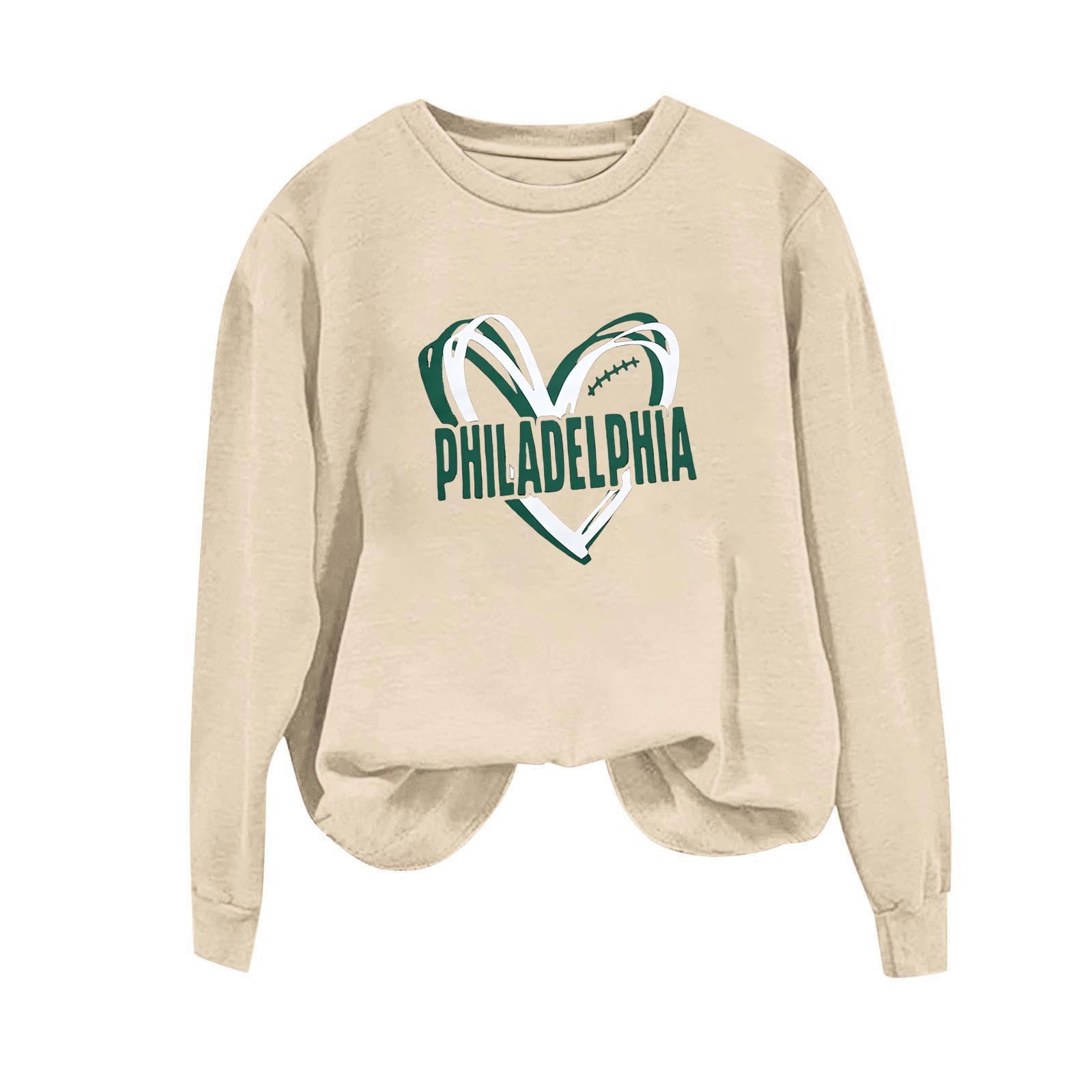 Football Sweatshirt Women Heart Graphic Letter Print Pullover Shirt ...