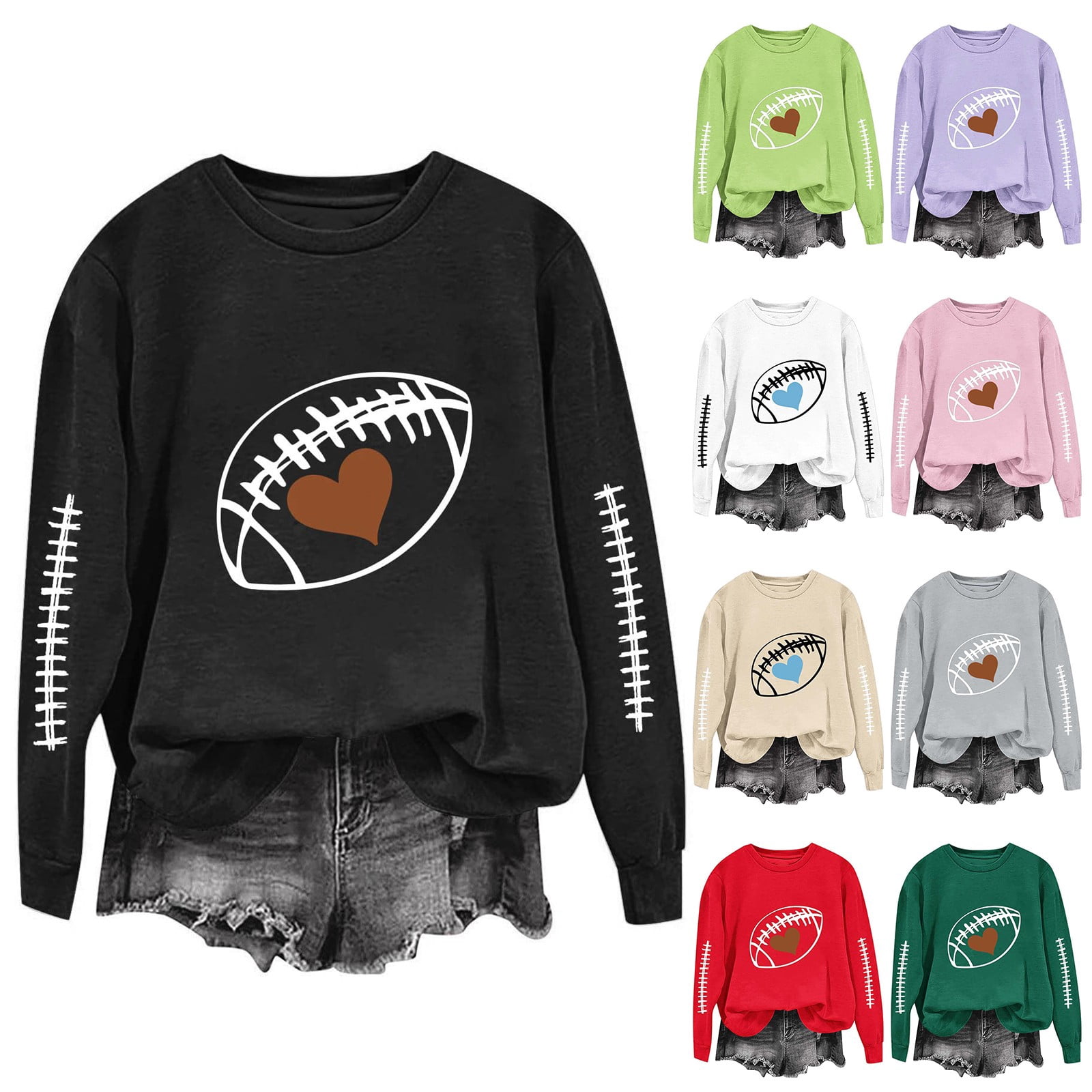 Football Sweatshirts for Women Letter Print Sunday Casual 2025 Fall ...