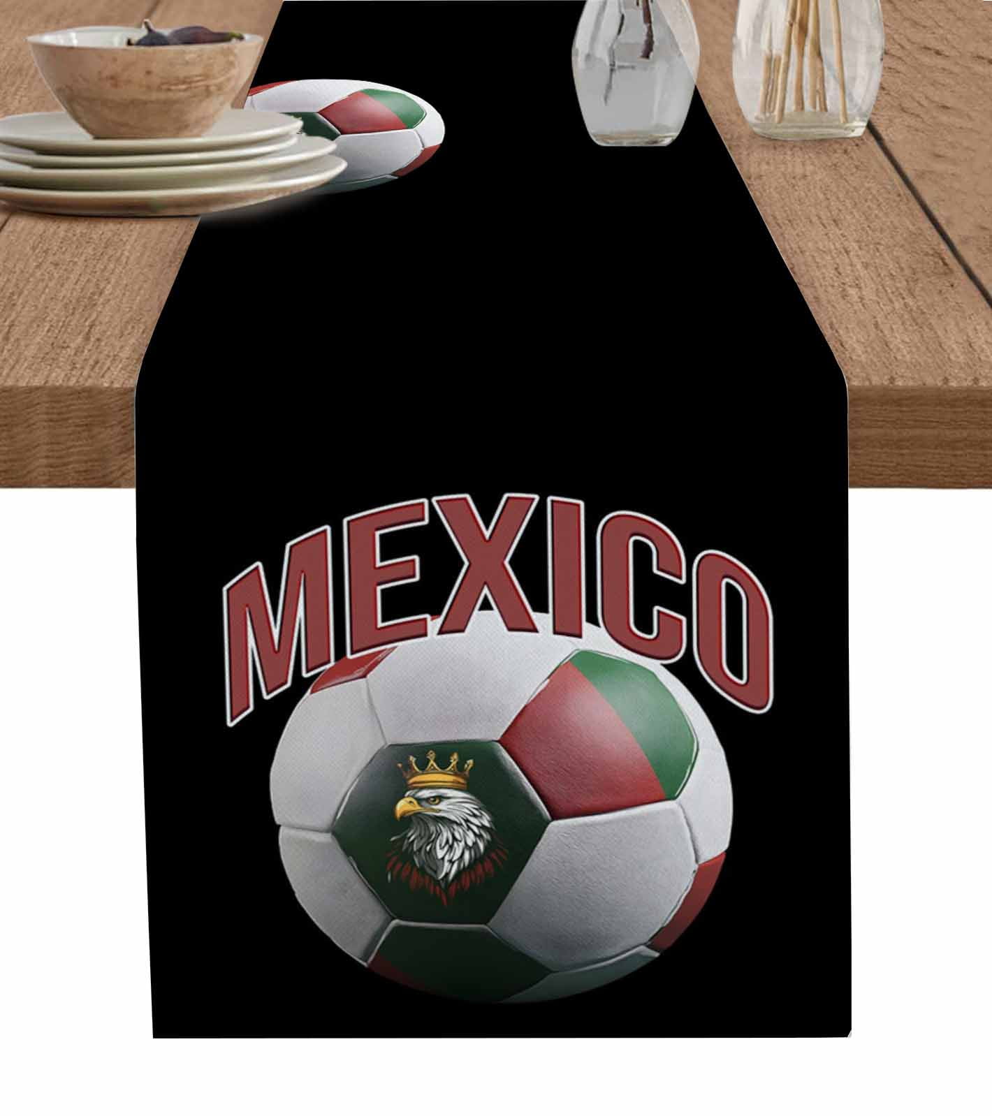 Football Table Runner 108 Inches, Black Modern Crown Bird Flag Sports ...
