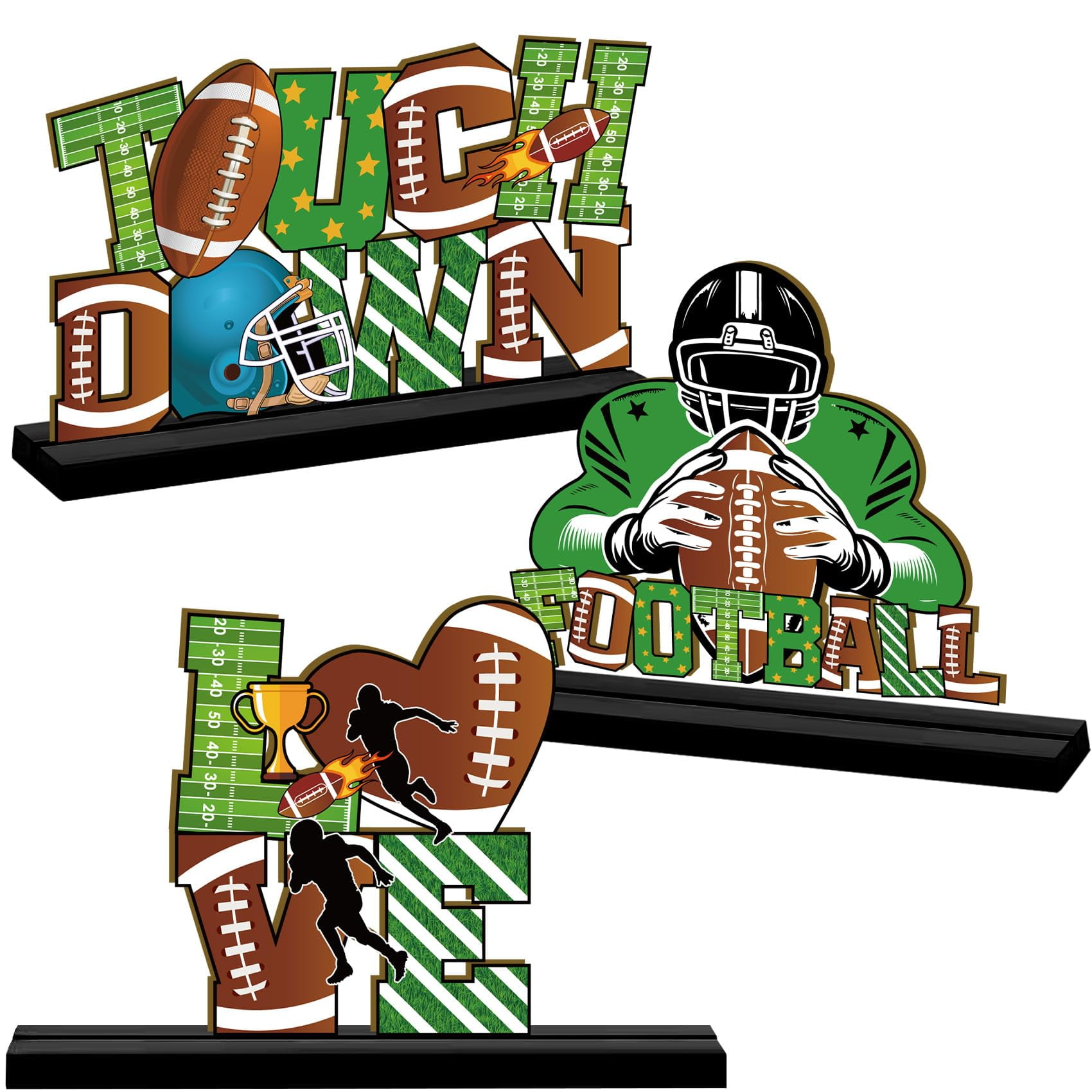 Football Tabletop Centerpiece Signs Football Wooden Table Sign Touch ...