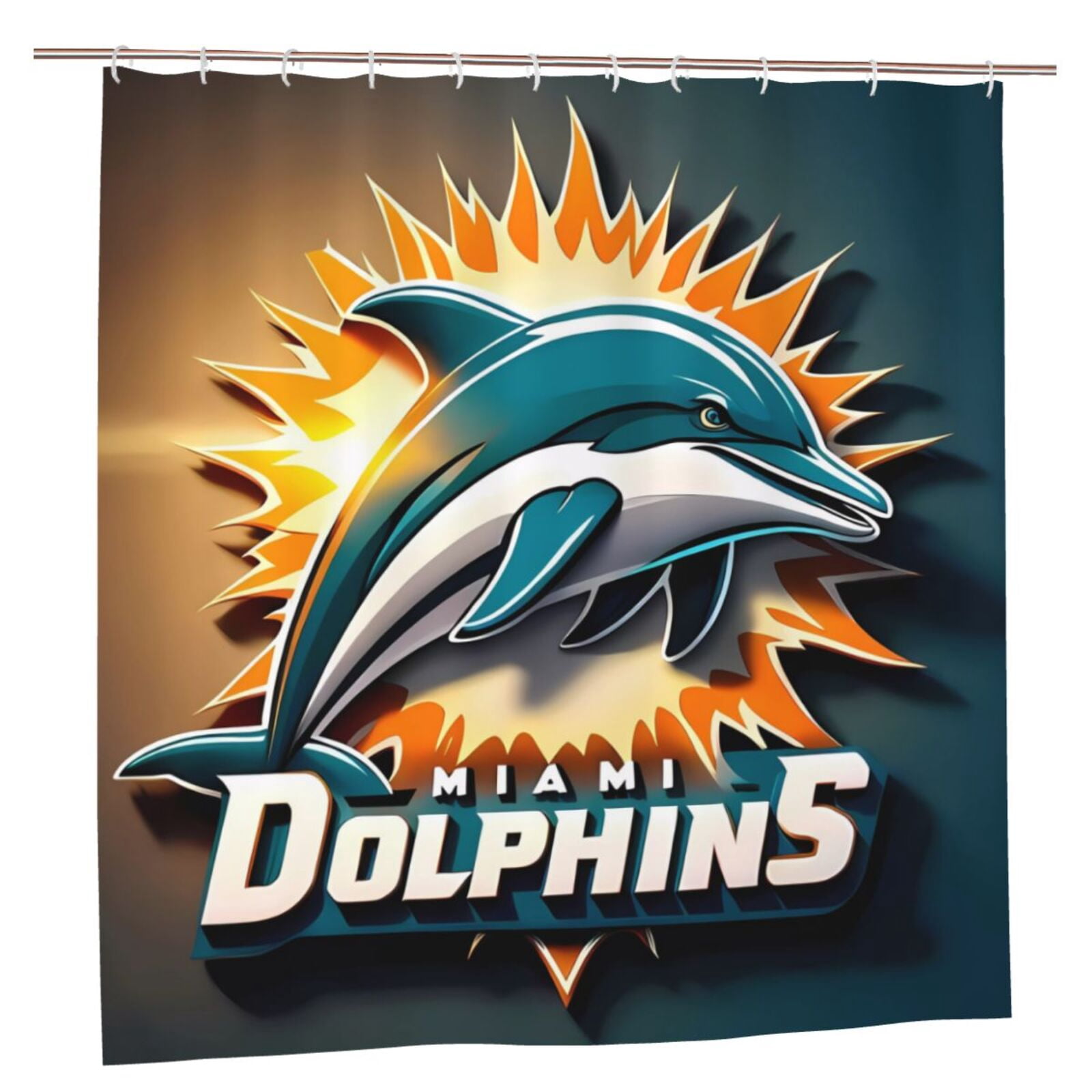 Football Team Custom Dolphins Theme Waterproof Shower Curtain 72x72 ...