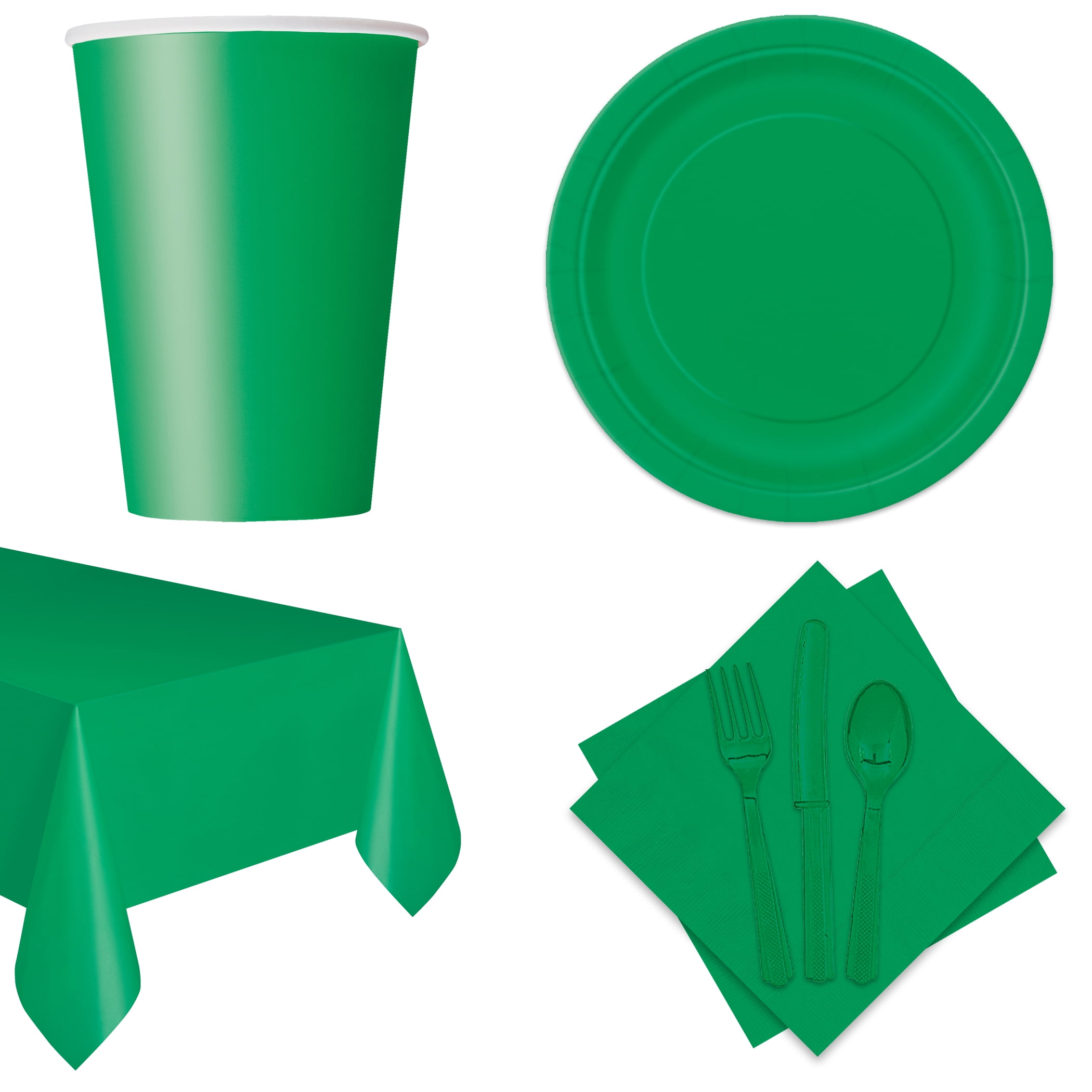 Football Team Spirit Pack Party Tableware Set, 72pc, 12 Guests, Green ...