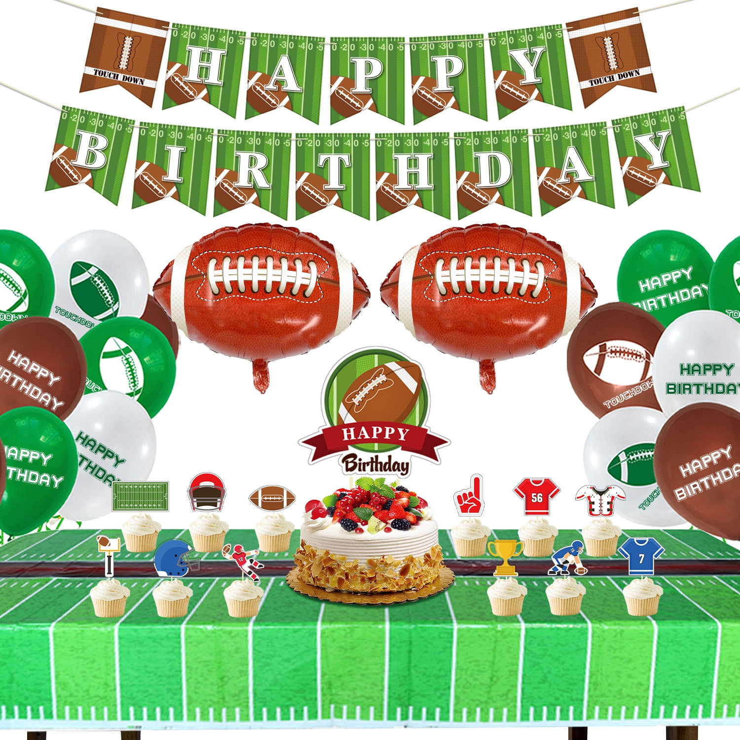 Football Themed Kids' Birthday Party Decor Kit - Includes Banners, Foil ...