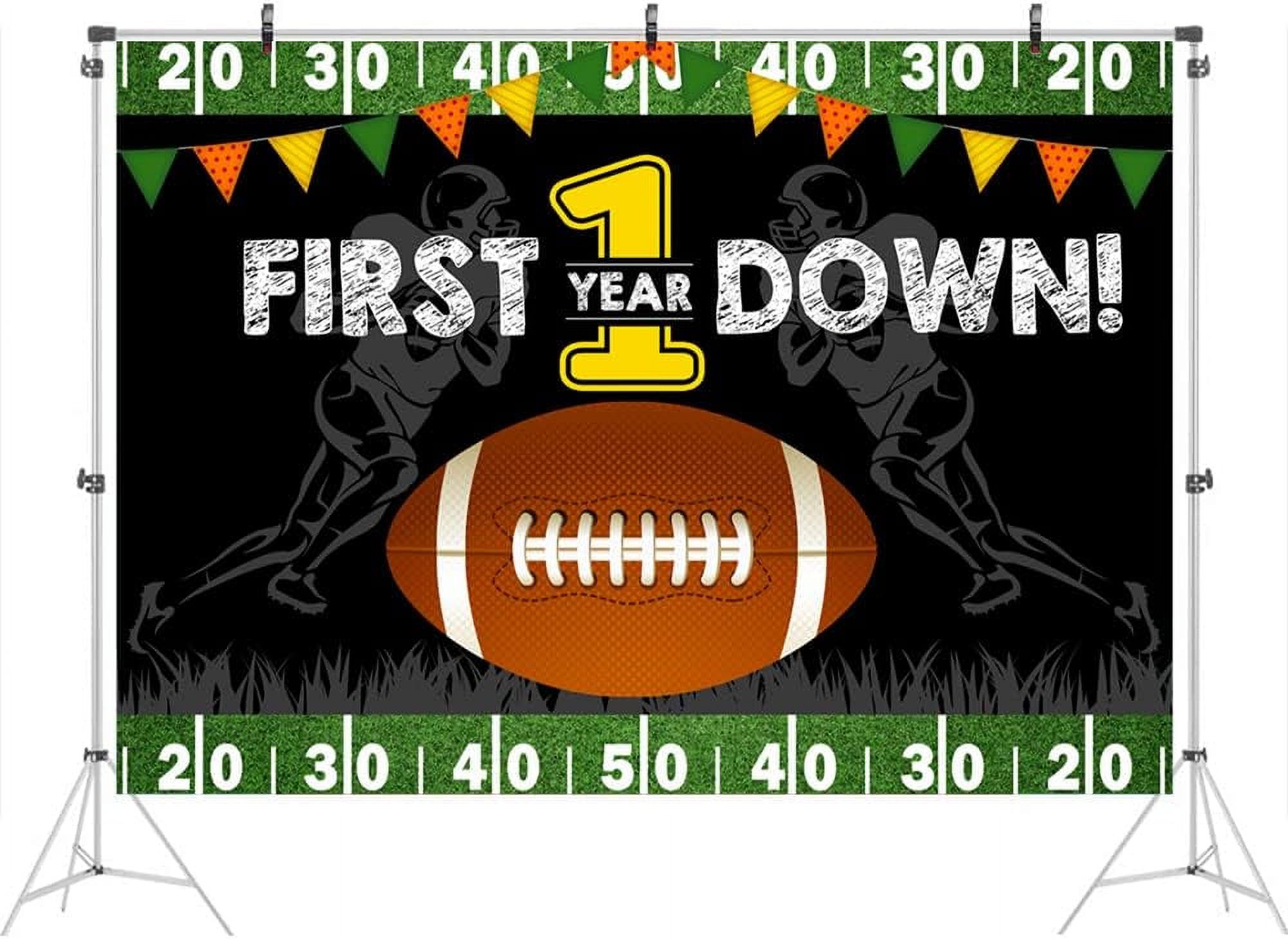 Football Themed 1st Birthday Backdrop Happy Birthday Party Decorations ...