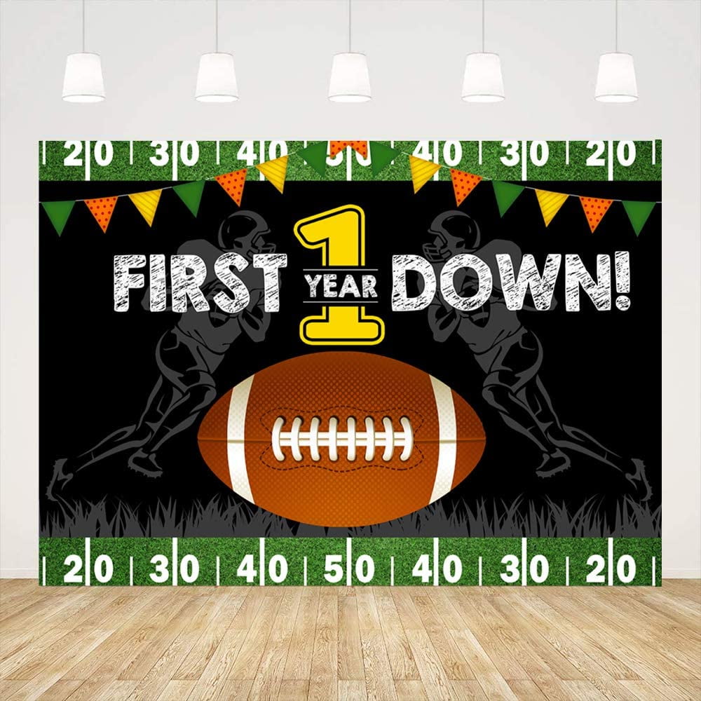 Football Themed 1st Birthday Backdrop Happy Birthday Party Decorations ...