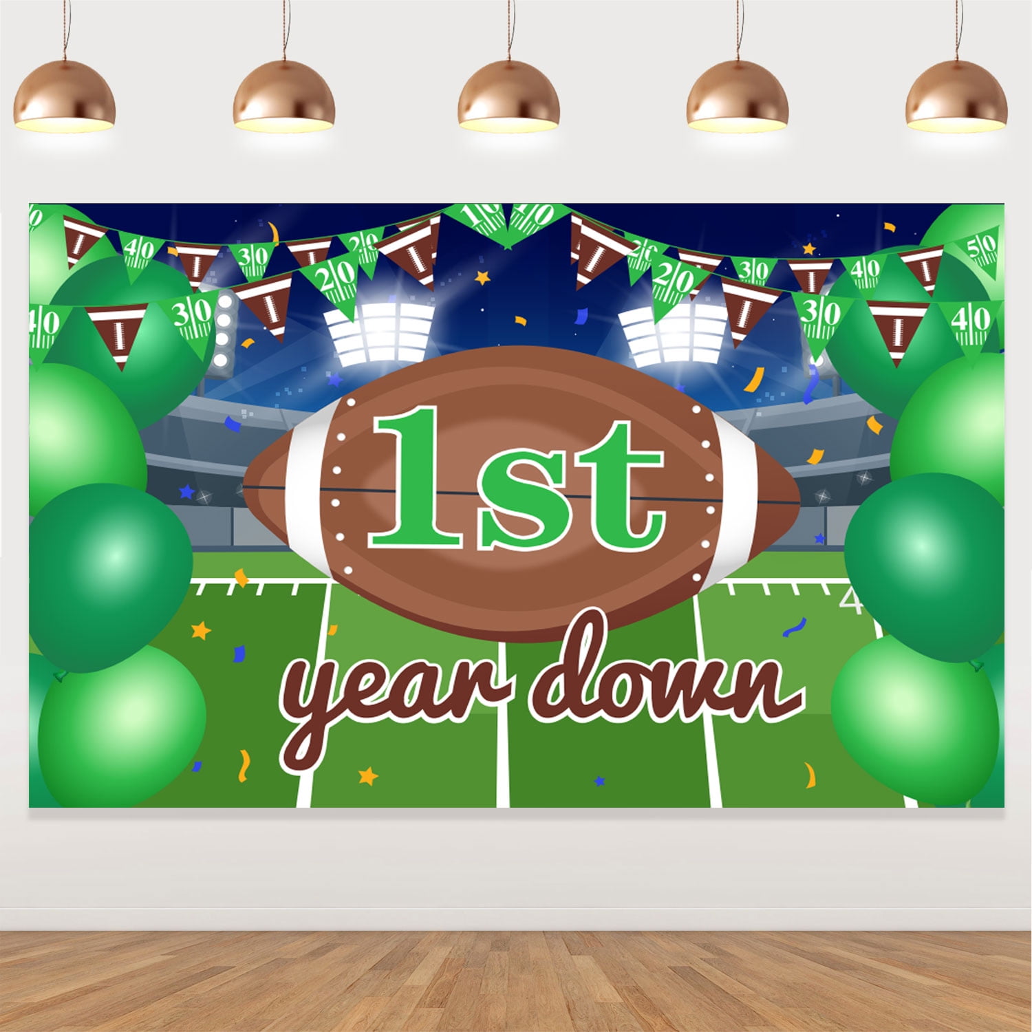 Football Themed 1st Birthday Backdrop Happy Birthday Party Decorations ...
