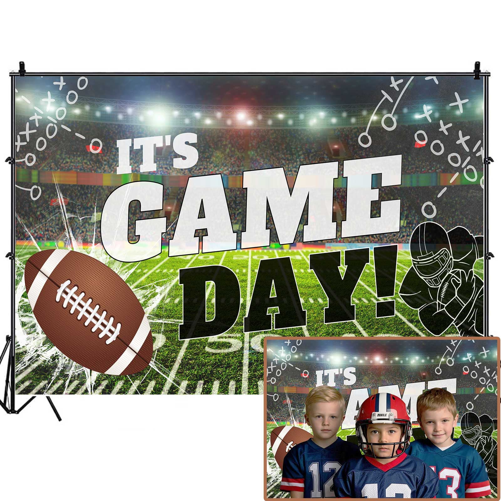 Football Themed Backdrops for Photoshoot, Football Field Picture Party ...