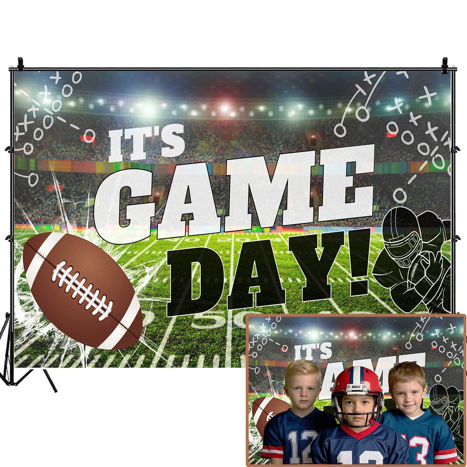 Football Themed Backdrops for Photoshoot, Football Field Picture Party ...