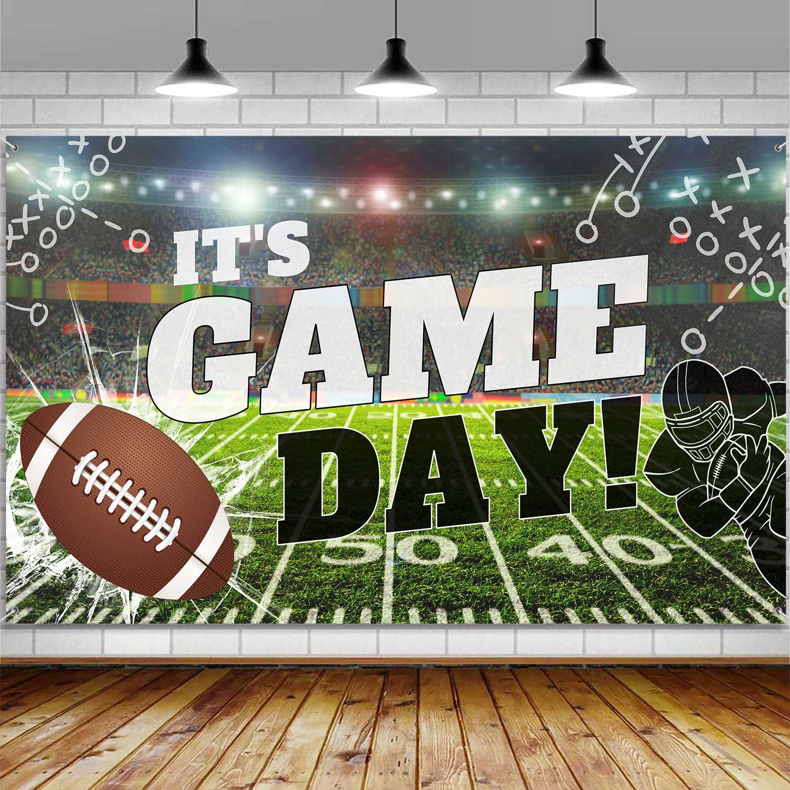 Football Themed Party Decorations Banner Backdrop, Football Field Large ...