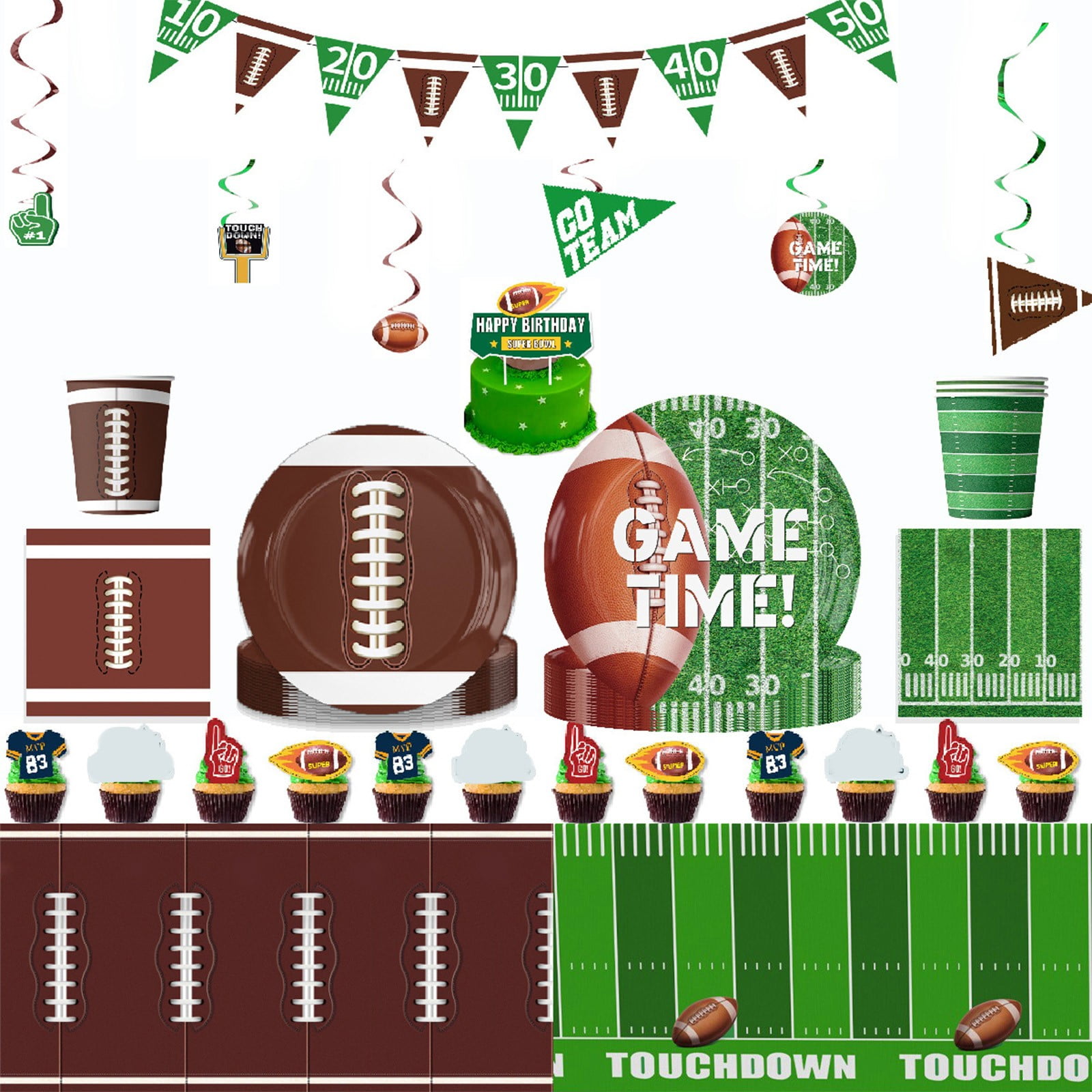 Football Themed Party Supplies Set Decorations for Birthday Super Bowl ...