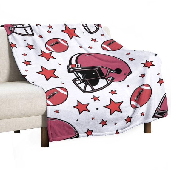 Football Themed Pattern. Flannel Blanket Soft Cozy Throw for Sofa Bed ...