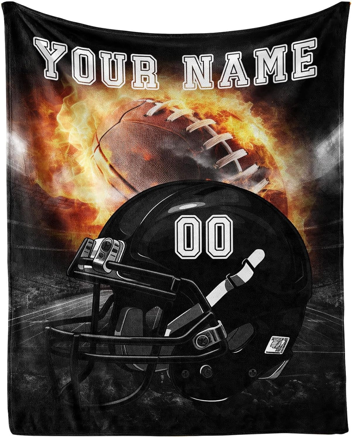 Football Throw Blanket, 50" x 40" Flannel Cool Rugby Themed Stuffed ...