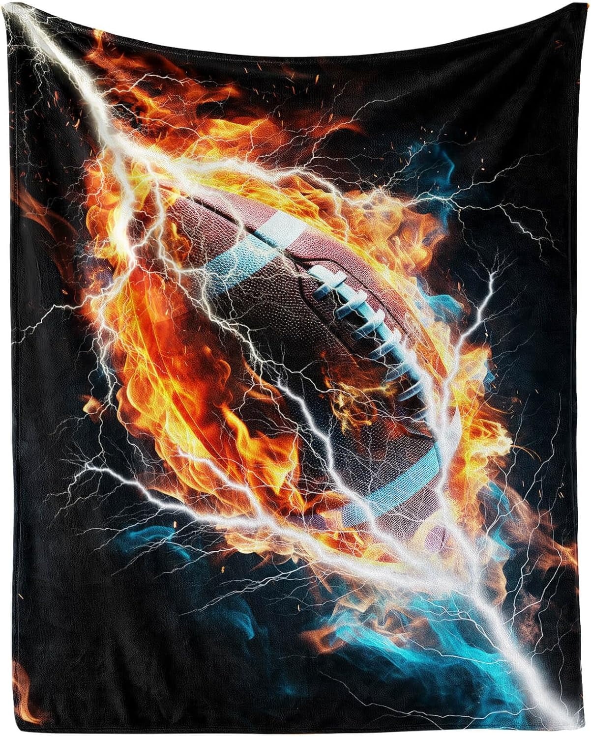 Football Throw Blanket, 50" x 40" Flannel Cool Rugby Themed Stuffed ...