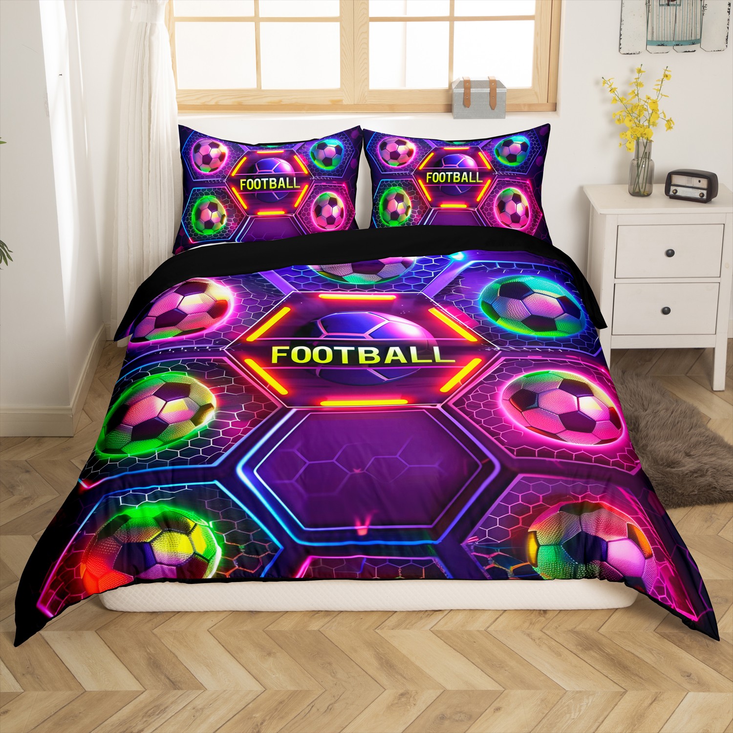 Football Toddler Bedding Sets Sports Duvet Cover for Boys Teen Soccer ...