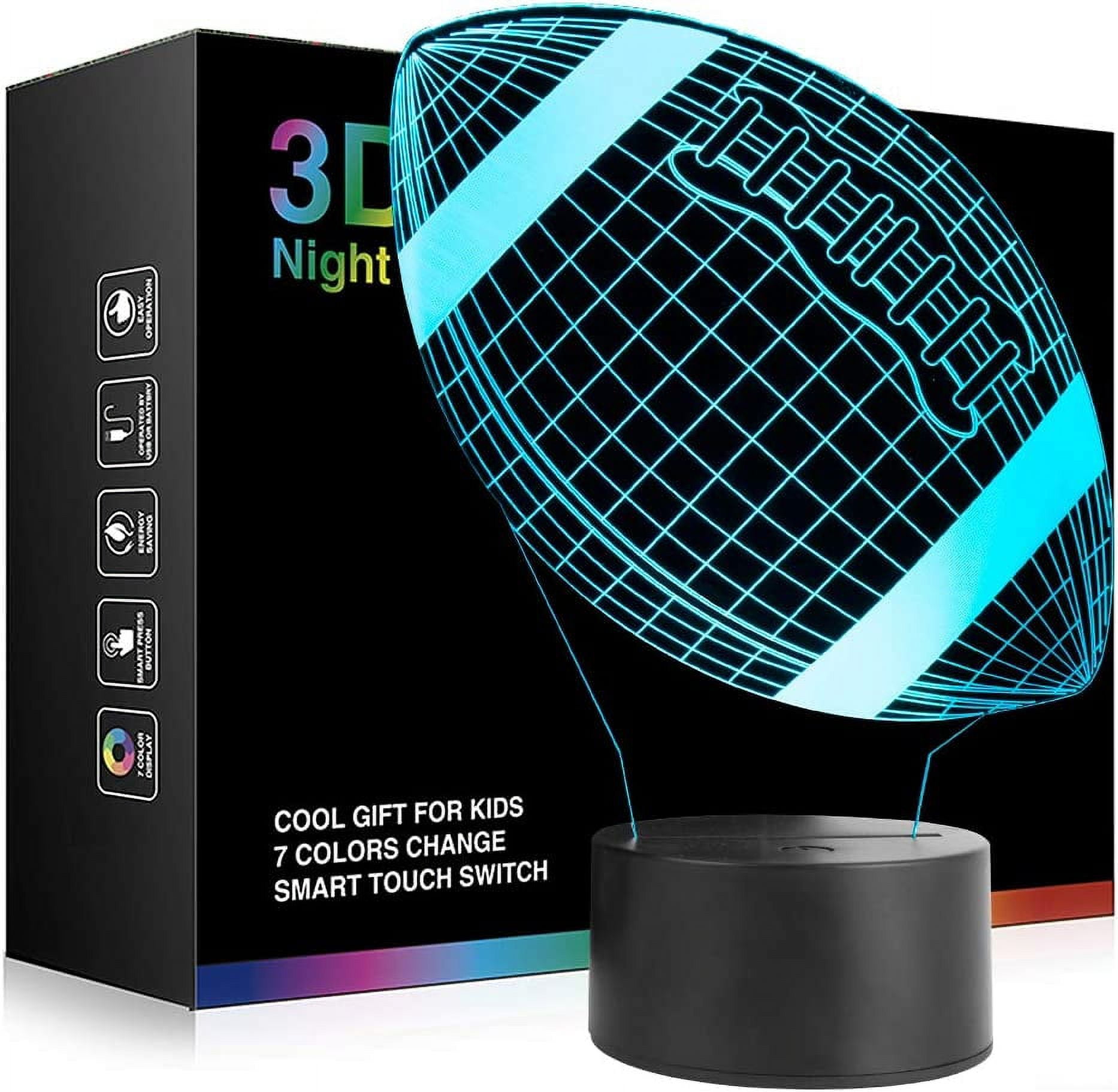 Football Toys 3D Night Light Lamps for Kids, 7 LED Color Changing Table ...