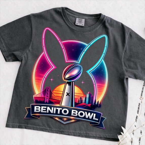 Football Trophy Bunny Ears Shirt, Neon City Sunset T-Shirt, Benito Bowl ...