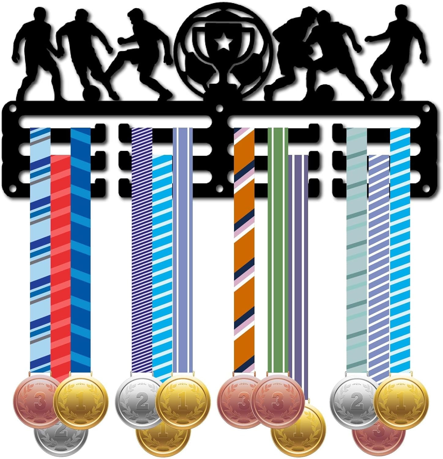 Football Trophy Wall Mounted Medal Display Metal Shelves Medals Metal ...