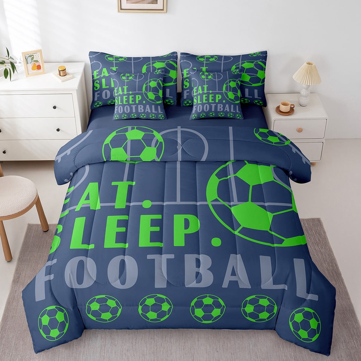 Football Twin Comforter Set with Sheets Sport Game Ball Theme Bed in a ...