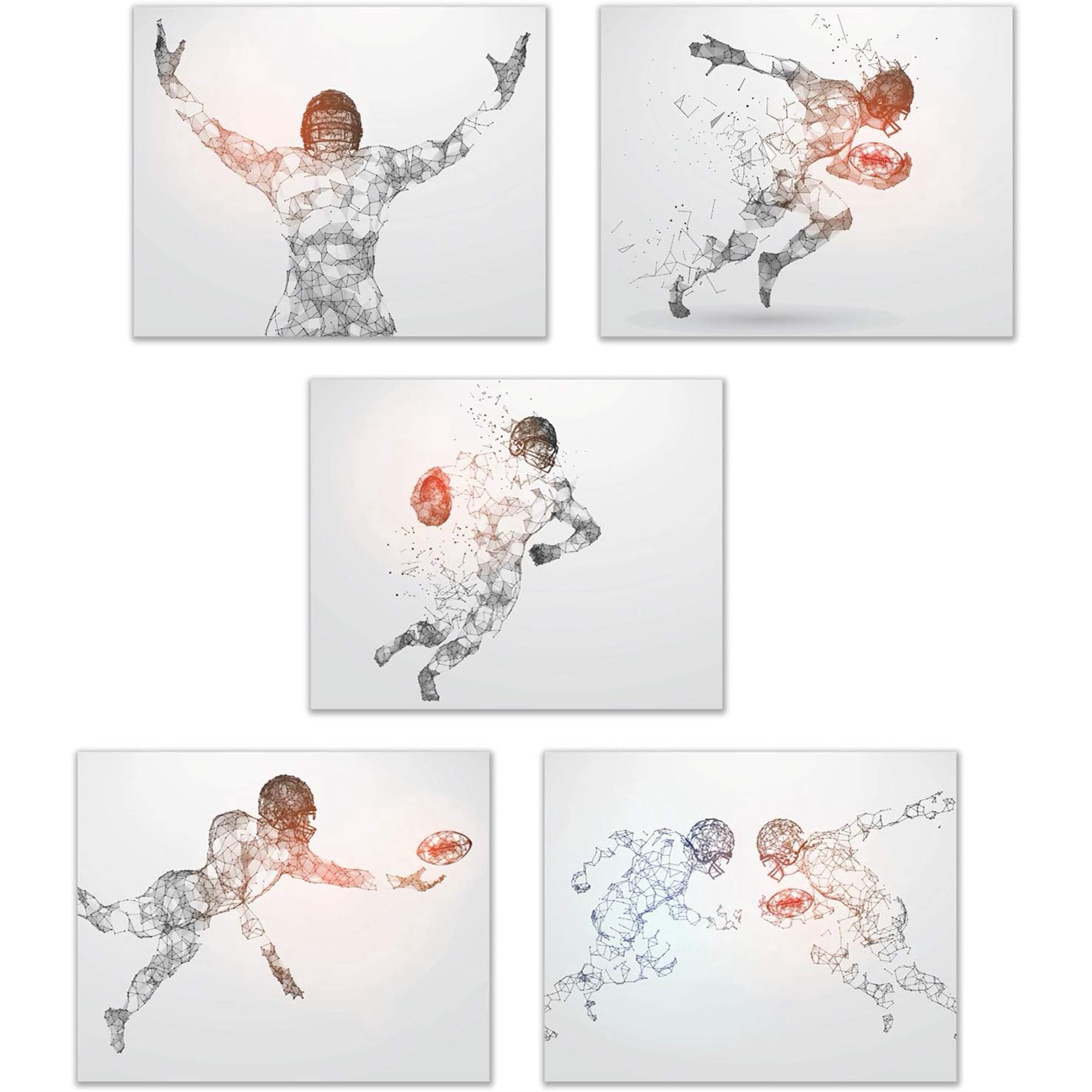 Football Wall Art Decor - Set of 5 (8x10) Unframed Football Posters ...