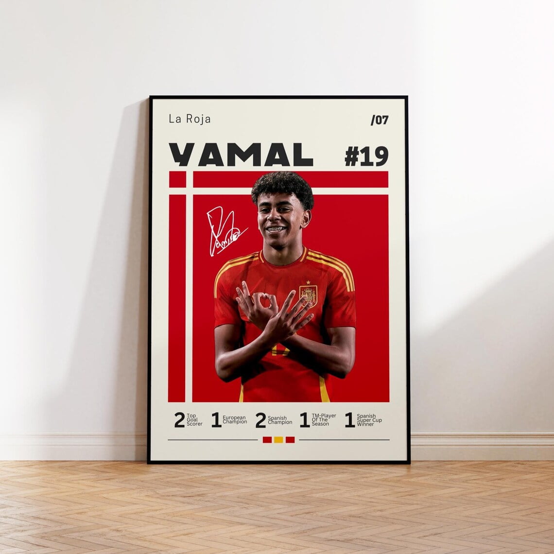 Football Wall Art Featuring Lamine Yamal Spain Jersey Modern Soccer ...