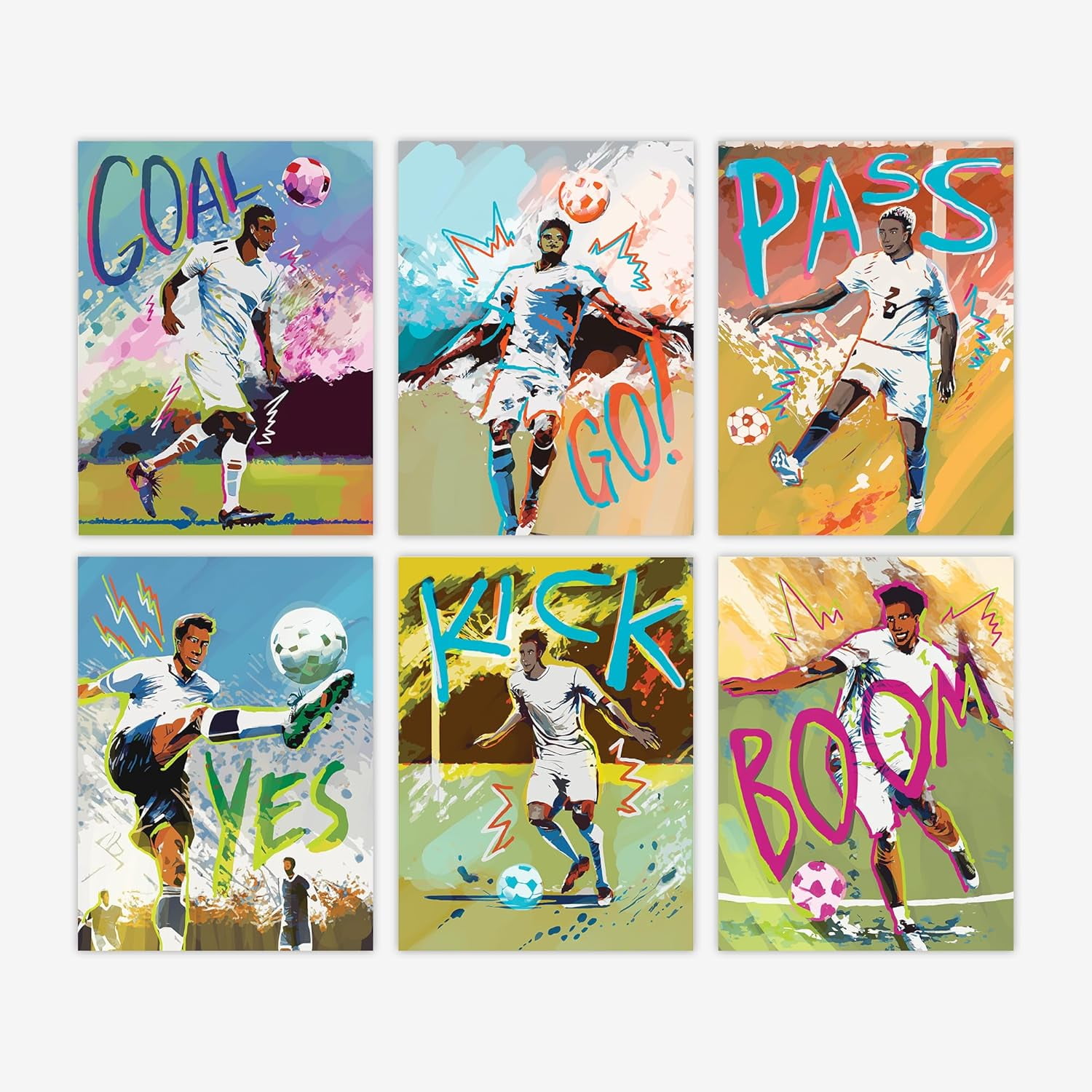 Football Wall Art Prints - Set of 6 Unframed Football Posters/Retro ...