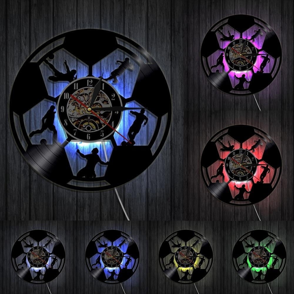 Football Wall Clock Soccer Wall Art Vinyl Record Wall Clock Soccer ...