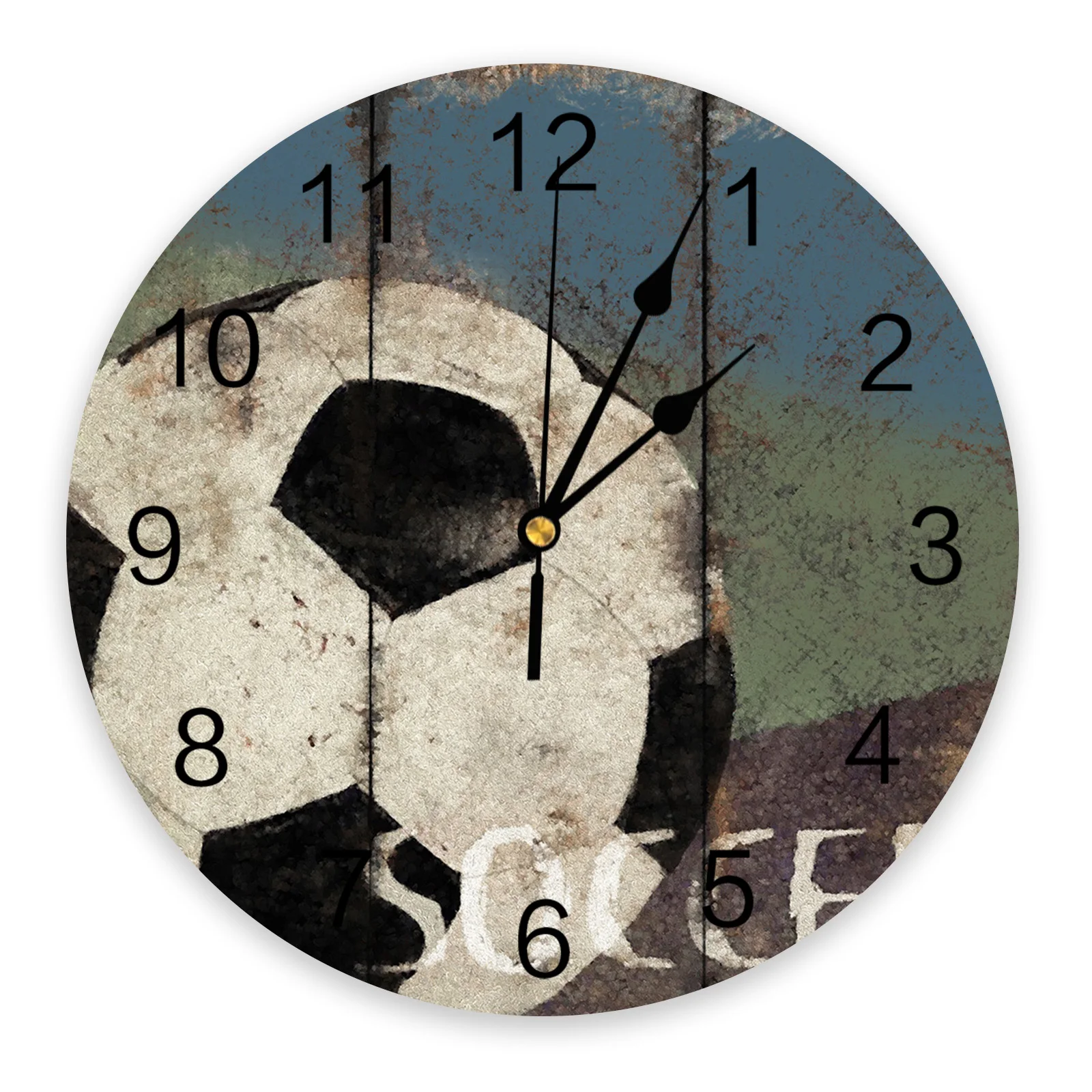 Football Wall Crack Clock Living Room Home Decor Large Round Wall Clock ...