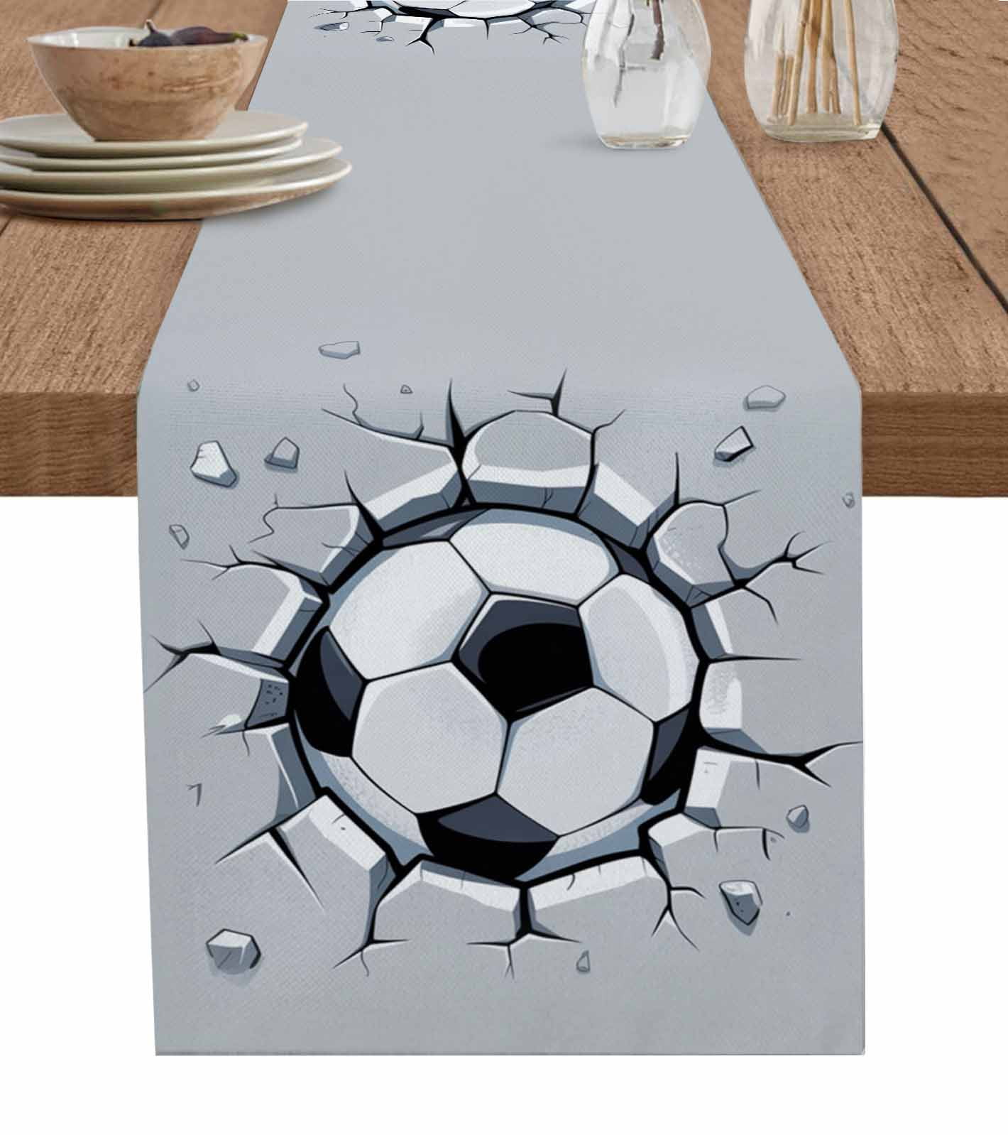 Football Wall Crack Table Runner 120 Inches, Modern Abstract Footballs ...