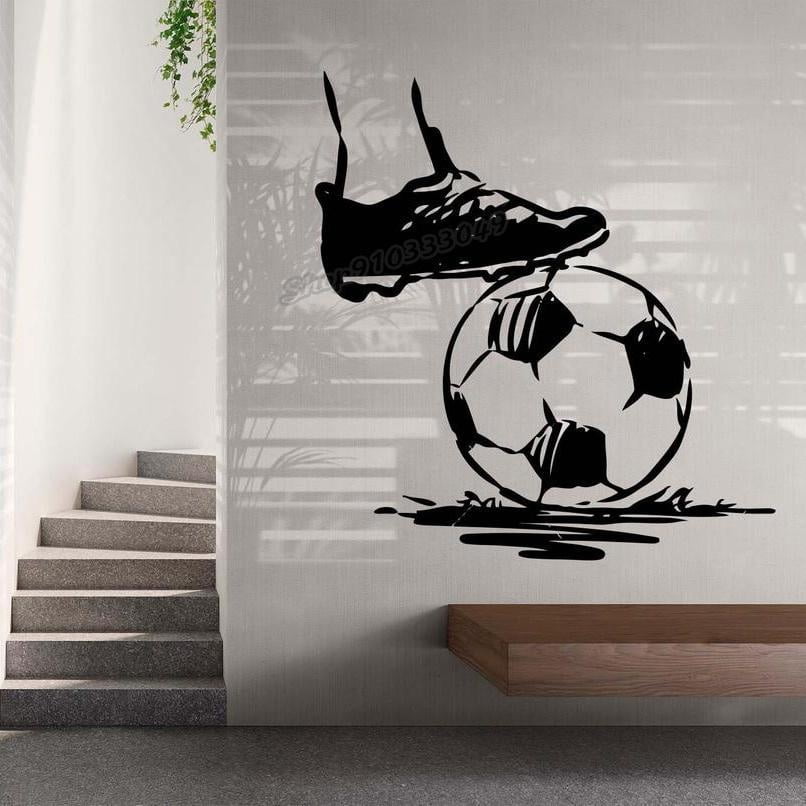 Football Wall Sticker Soccer Footballer decal Goal Fans Ball Match ...