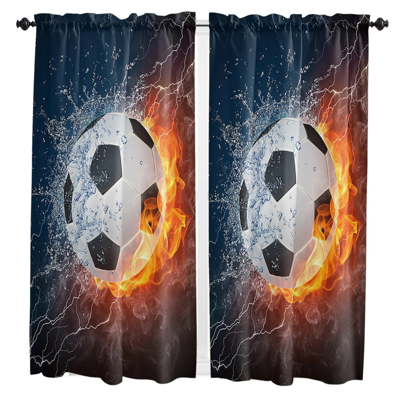 Football Watercolor Brush Sport Soccer Curtains in the Kids Bedroom ...
