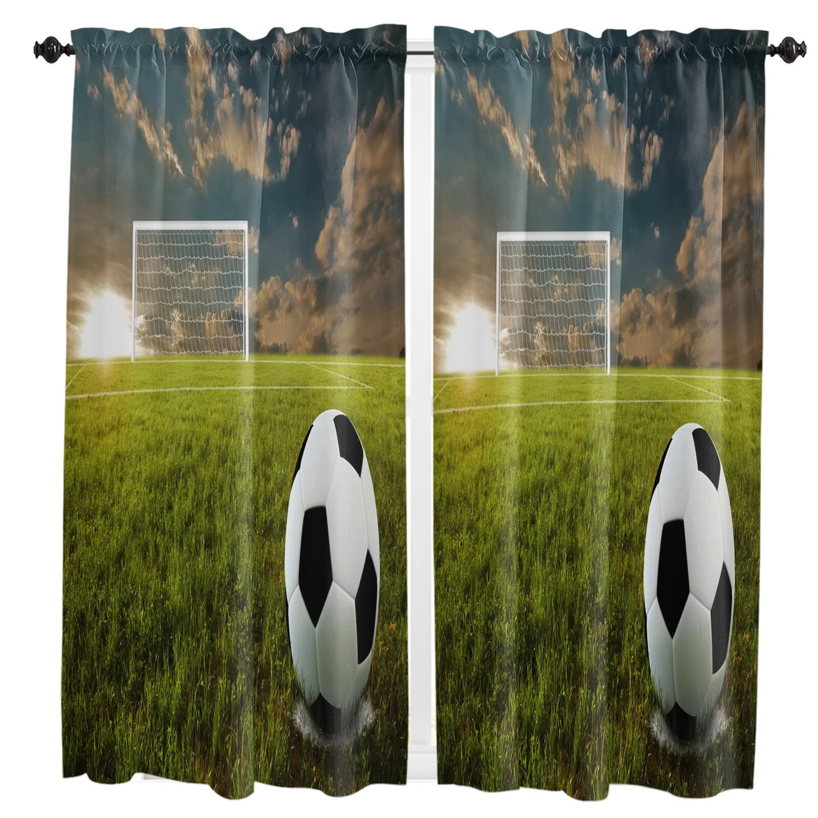 Football Watercolor Brush Sport Soccer Curtains in the Kids Bedroom ...