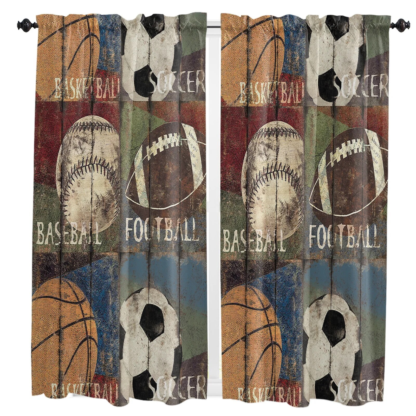 Football Watercolor Brush Sport Soccer Curtains in the Kids Bedroom ...