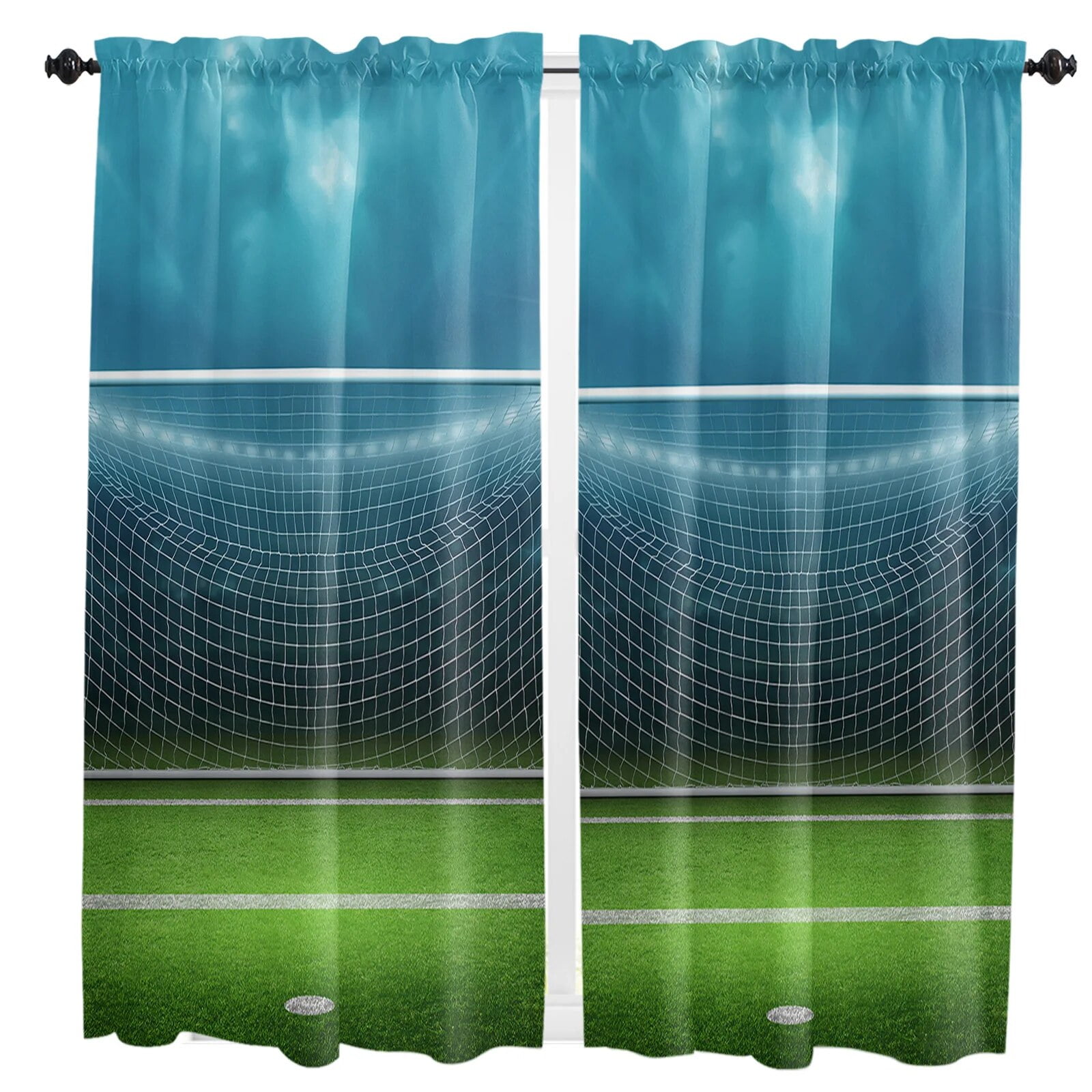 Football Watercolor Brush Sport Soccer Curtains in the Kids Bedroom ...