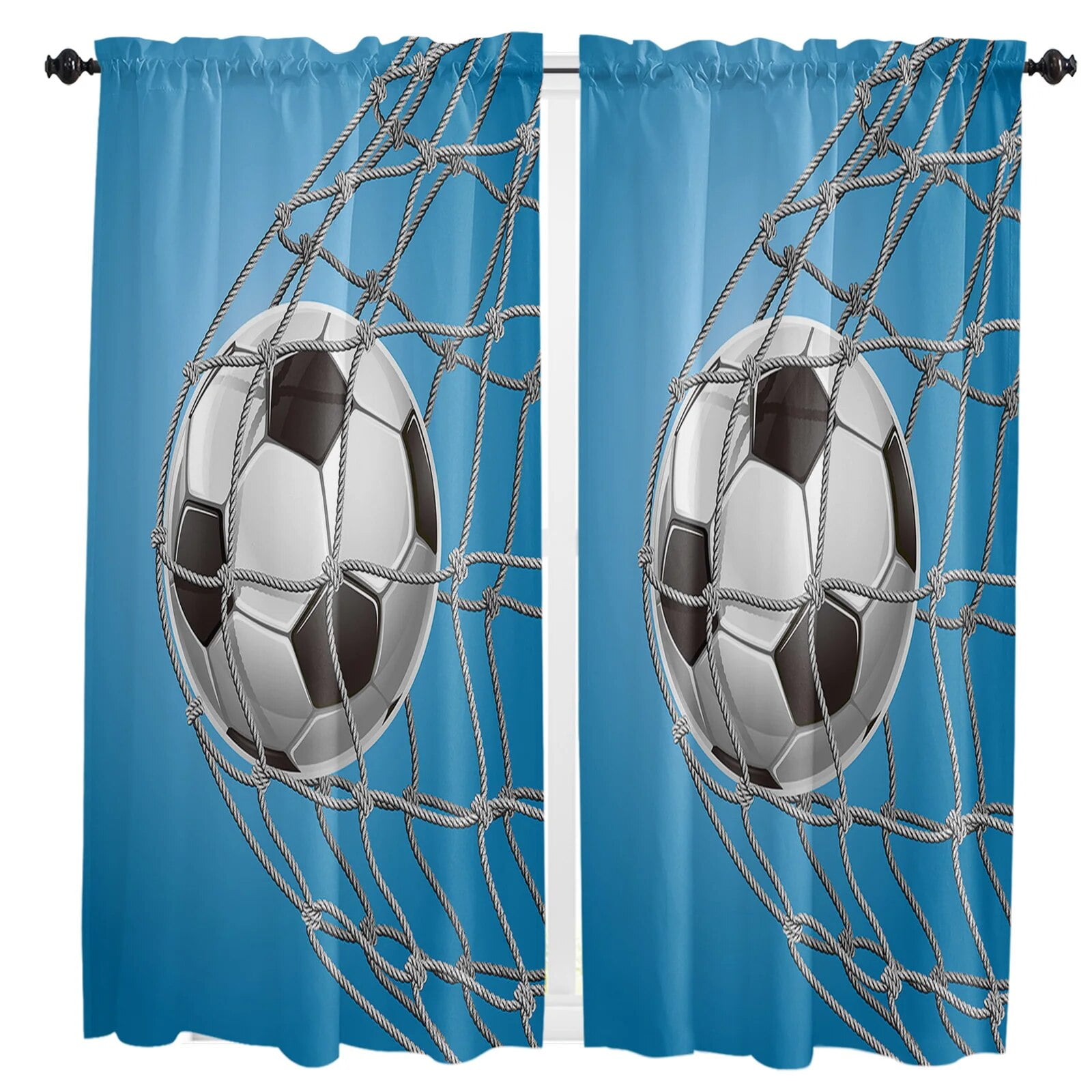 Football Watercolor Brush Sport Soccer Curtains in the Kids Bedroom ...